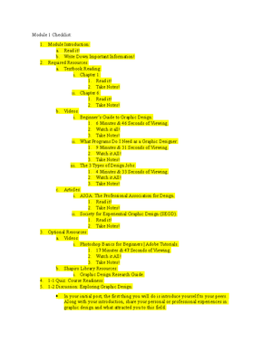 Module 5 Checklist - Module 5 Checklist: Module Introduction: a. Read ...