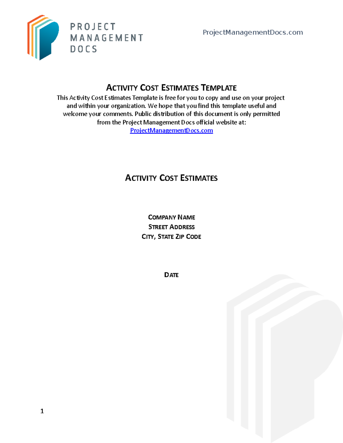 Activity-Cost-Estimates - ProjectManagementDocs ACTIVITY COST ESTIMATES ...