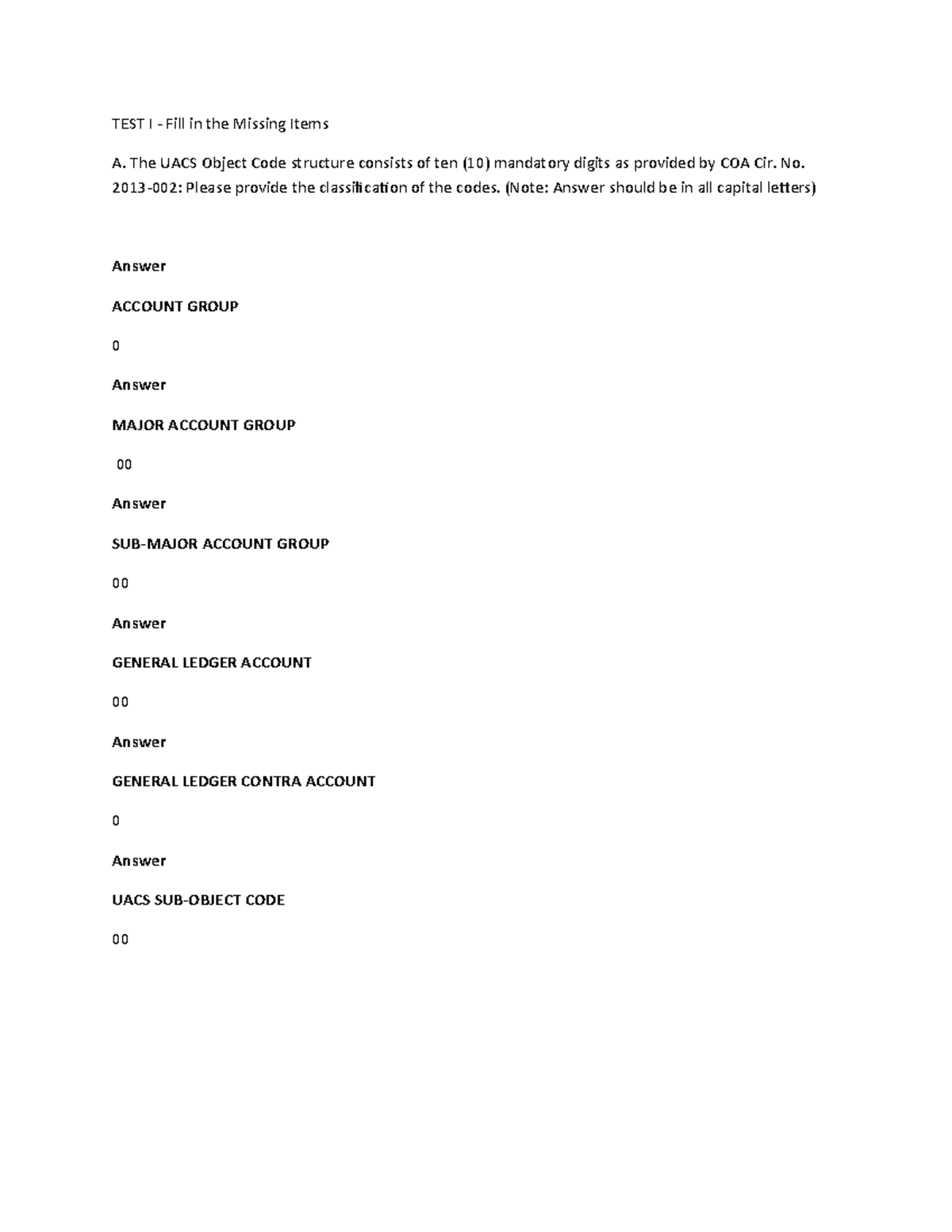 LMS- Answer-KEYS - ANSWERS - TEST I - Fill in the Missing Items A. The ...