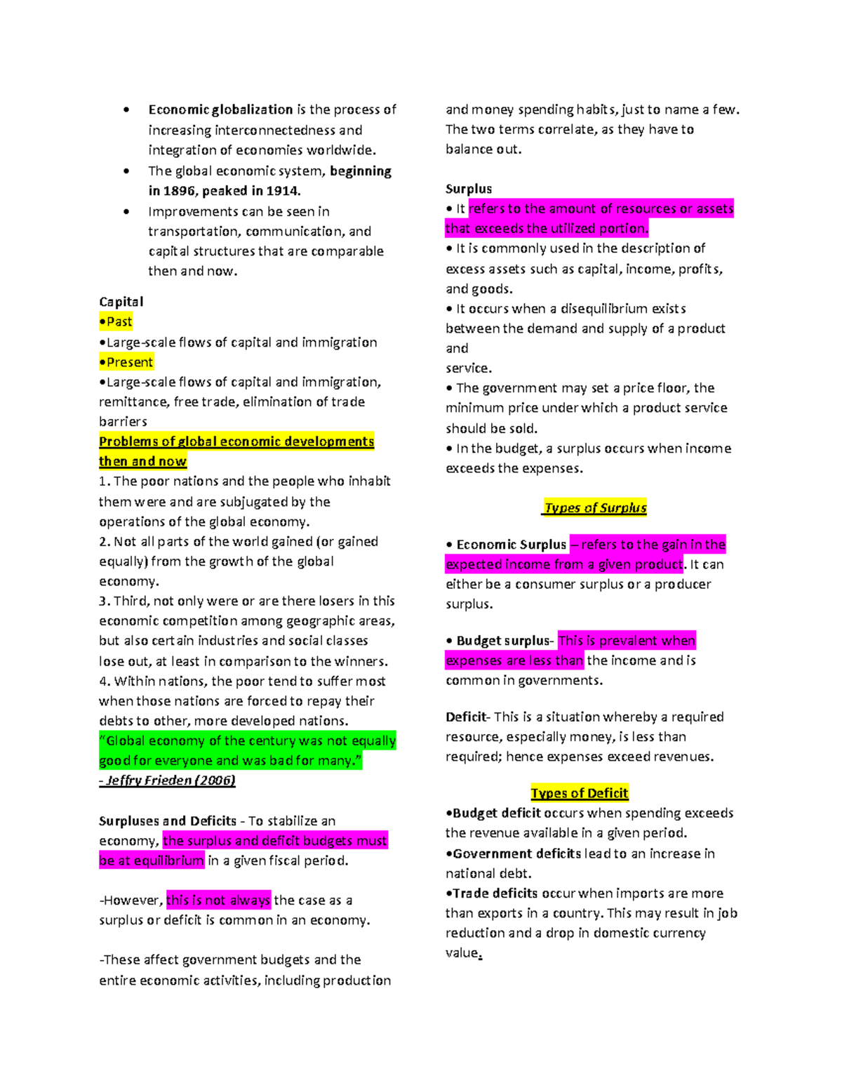 Gewrl Midterm Reviewer - Economic globalization is the process of ...