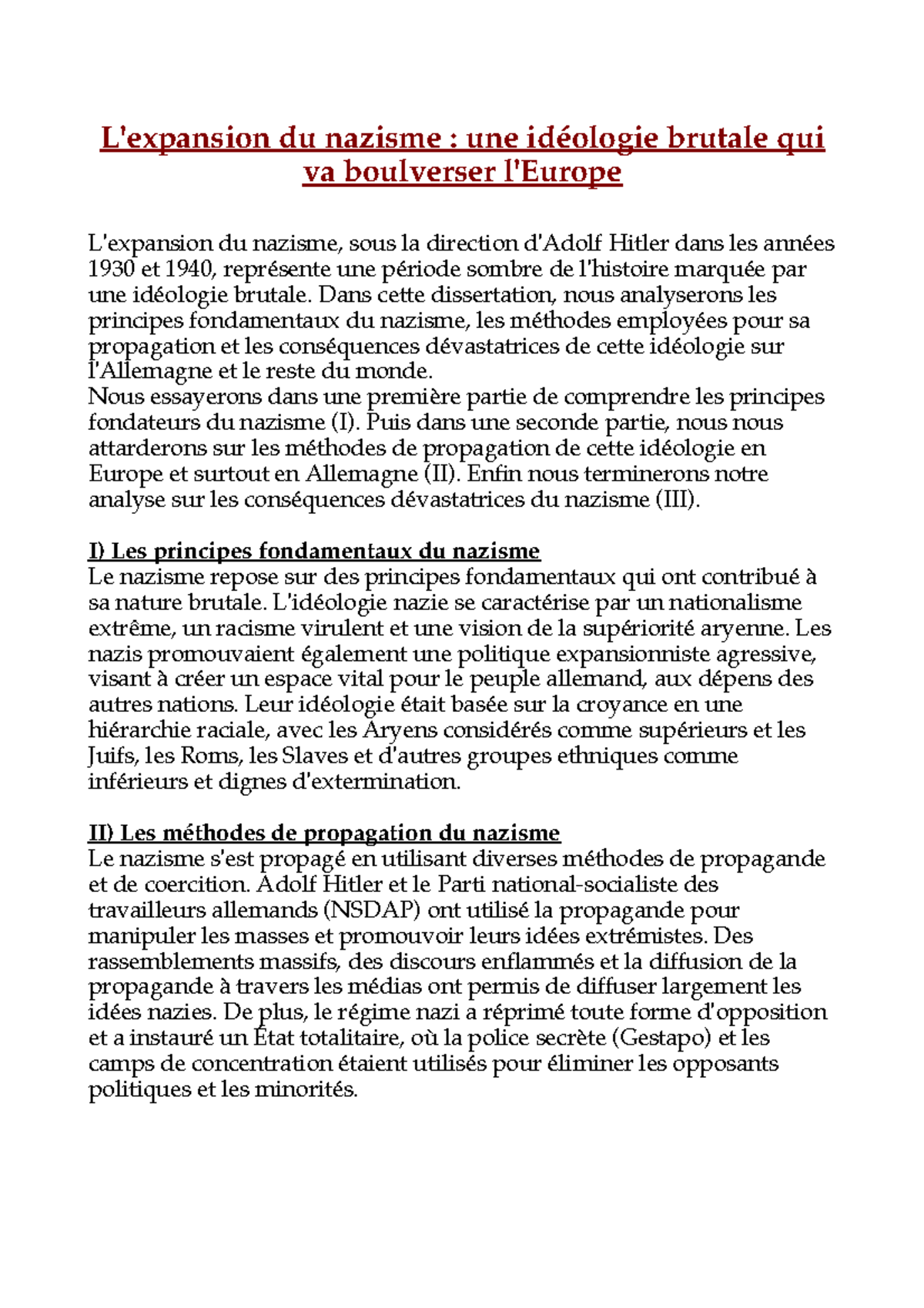 L'expansion du nazisime une idéologie radicale qui va boulverser l ...