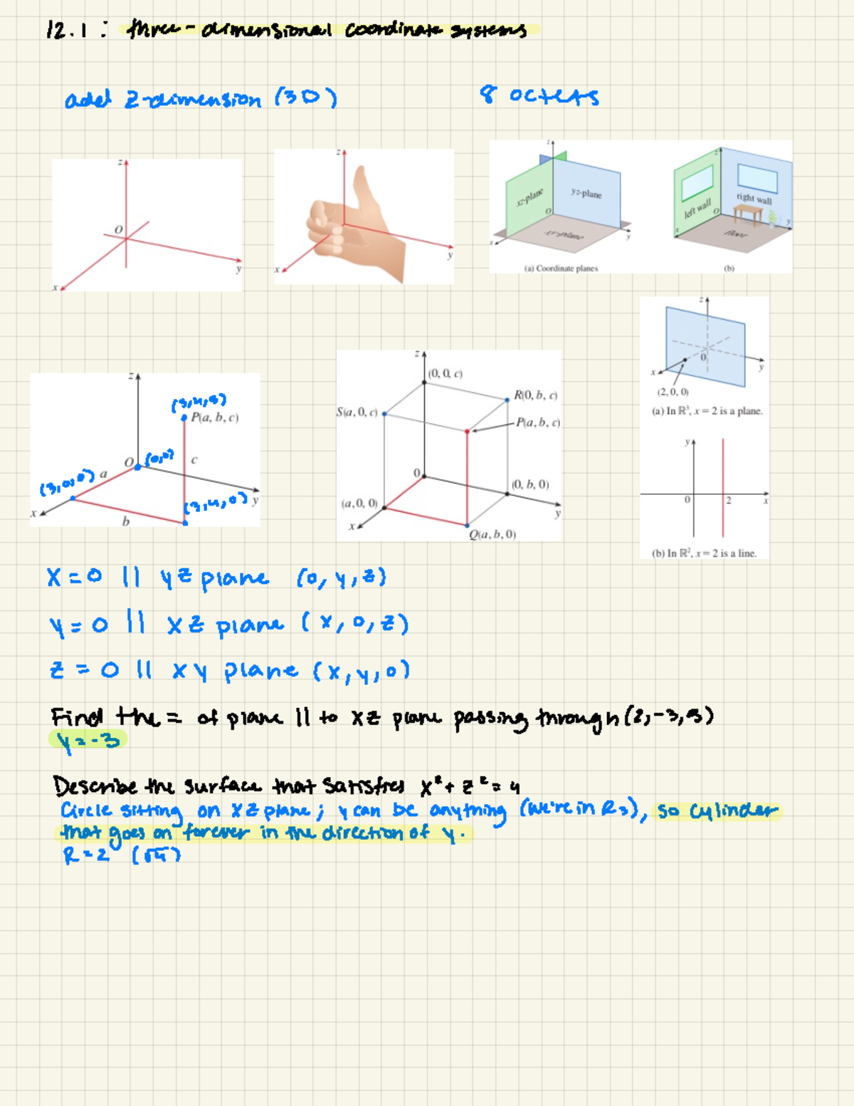 12.1 Lecture - 12. 1 : three - dimensional coordinate systems add 2 ...
