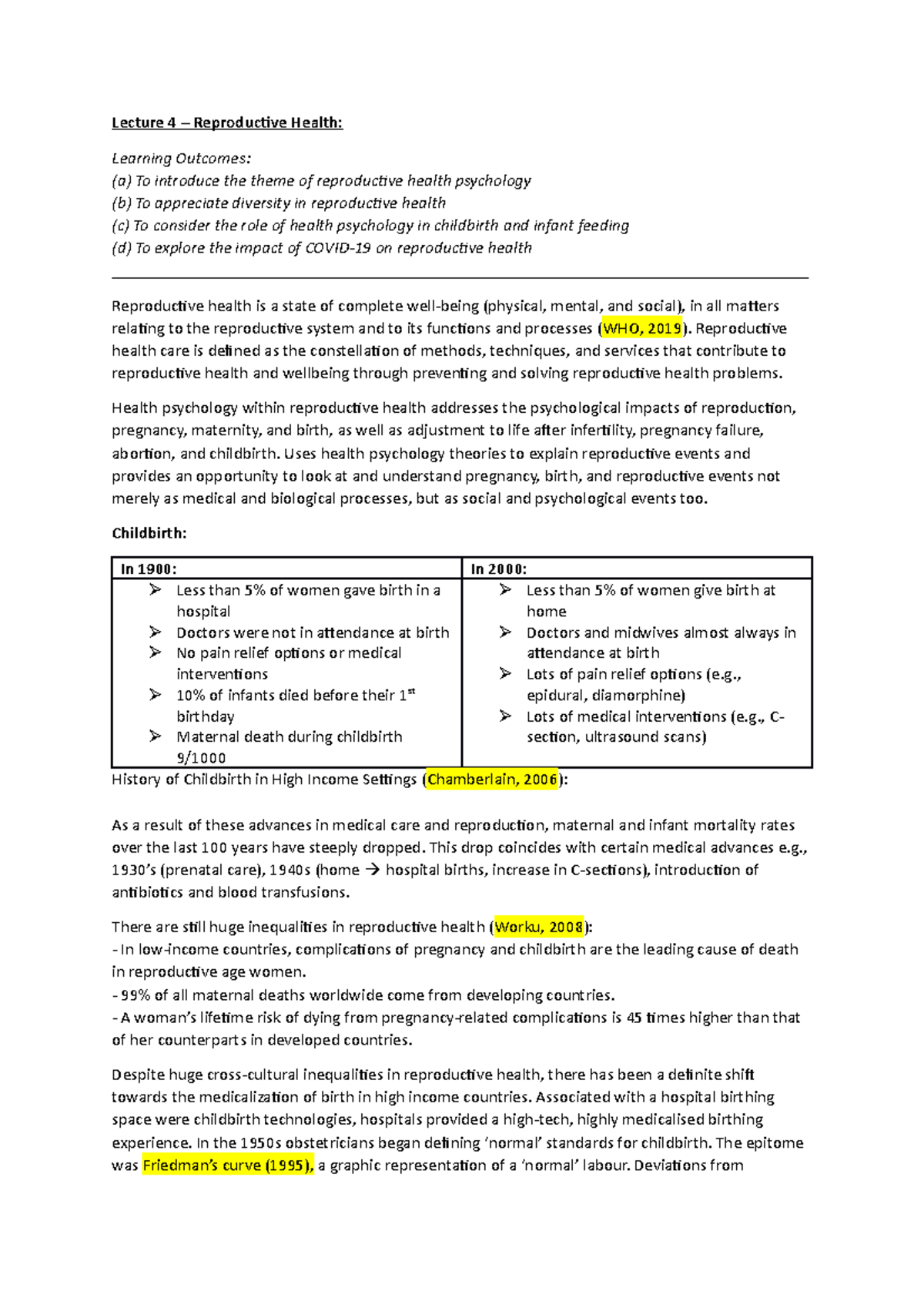 Lecture 4 - Reproductive Health - Lecture 4 – Reproductive Health ...