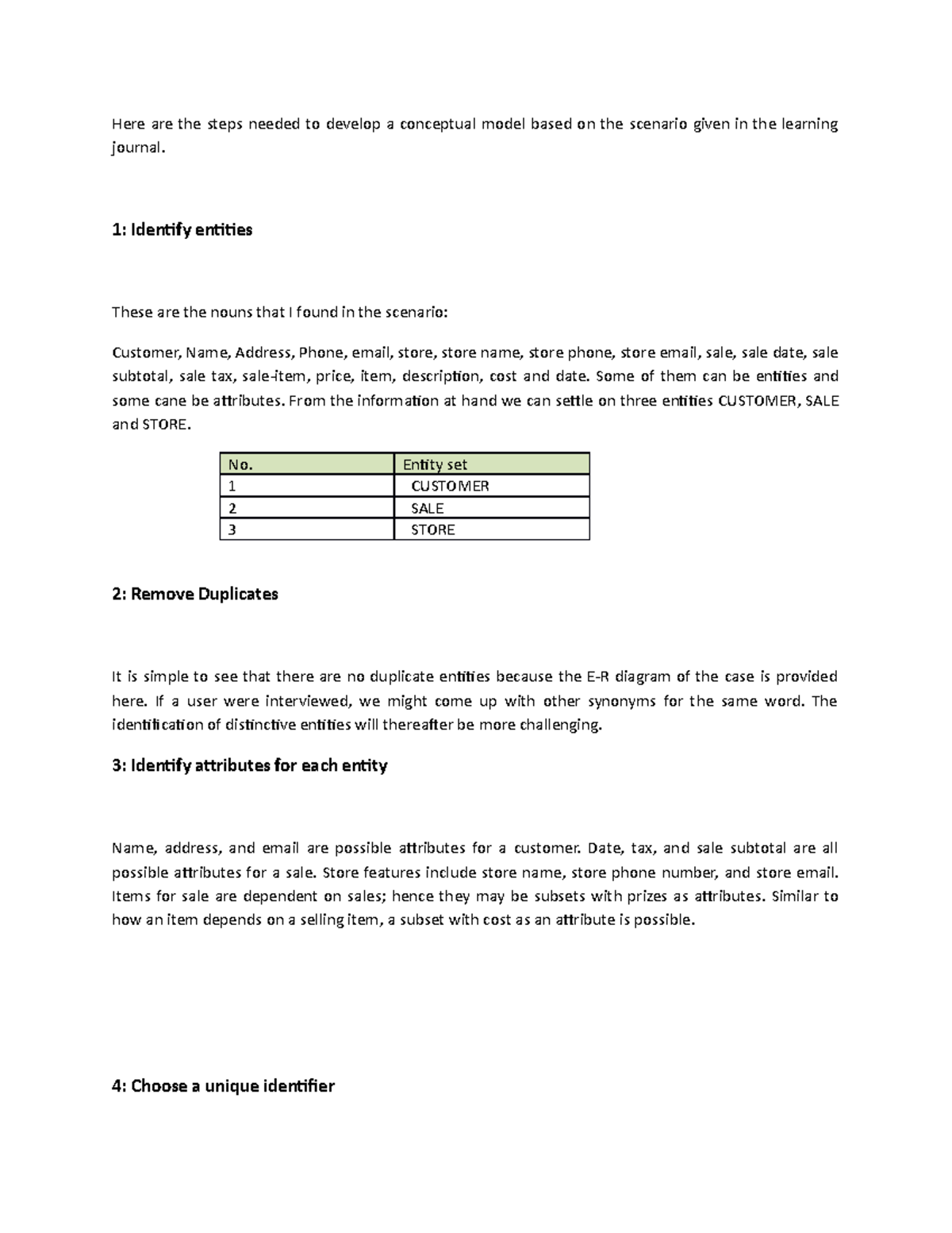 CS2203 Learning Journal Unit 2 - Here are the steps needed to develop a conceptual model based ...