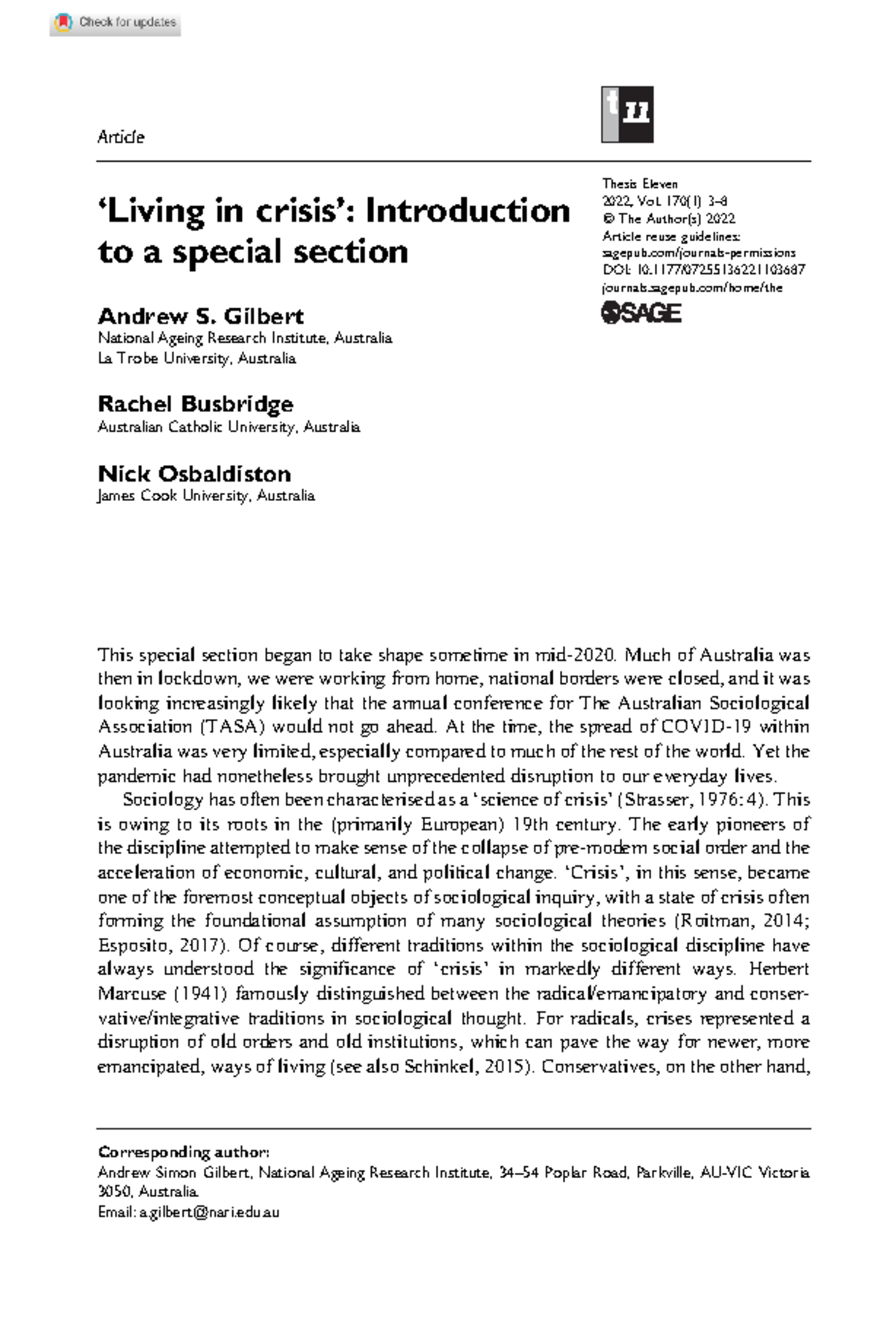 Living in crisis - Article ‘Living in crisis’: Introduction to a ...