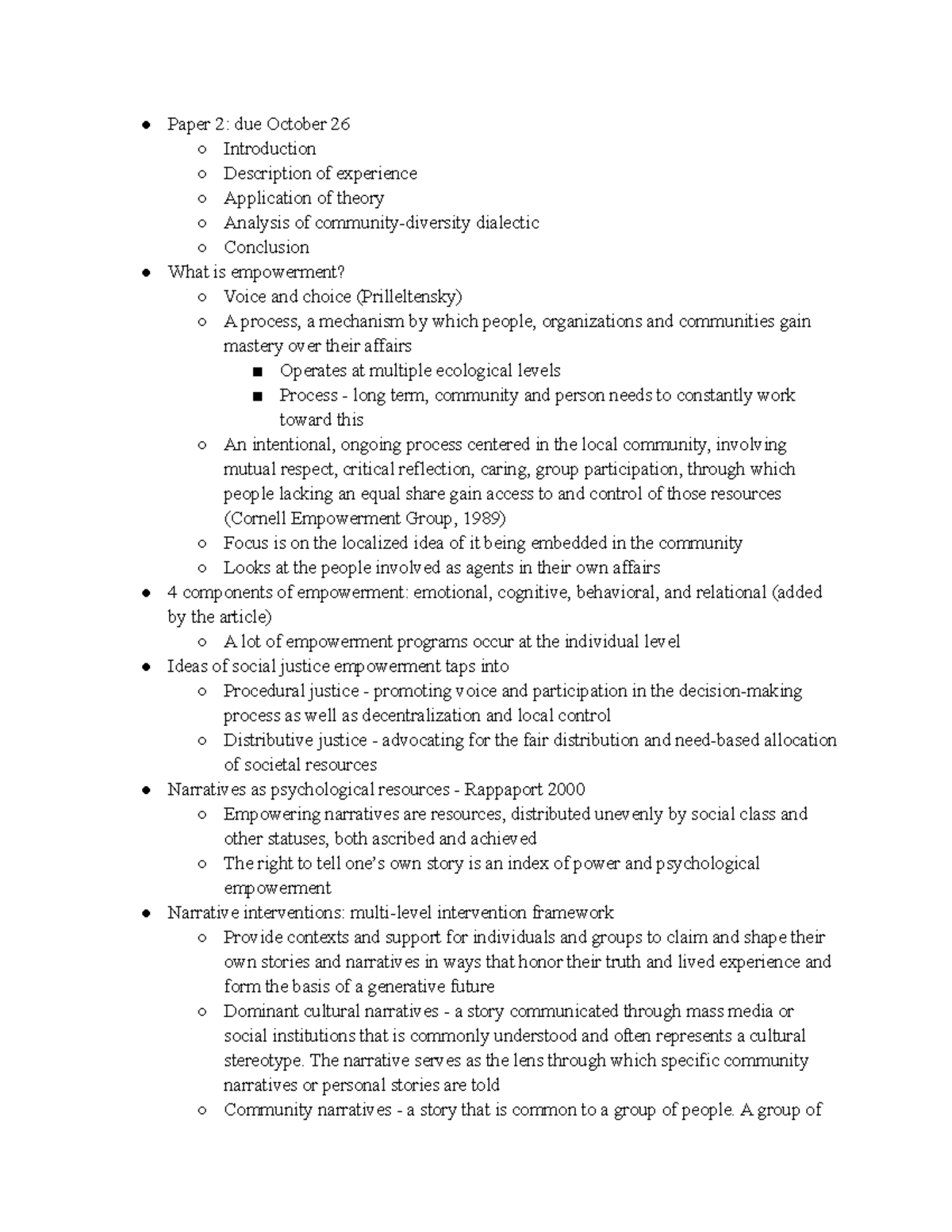 Week 8 Class Notes - Paper 2: due October 26 Introduction Description ...