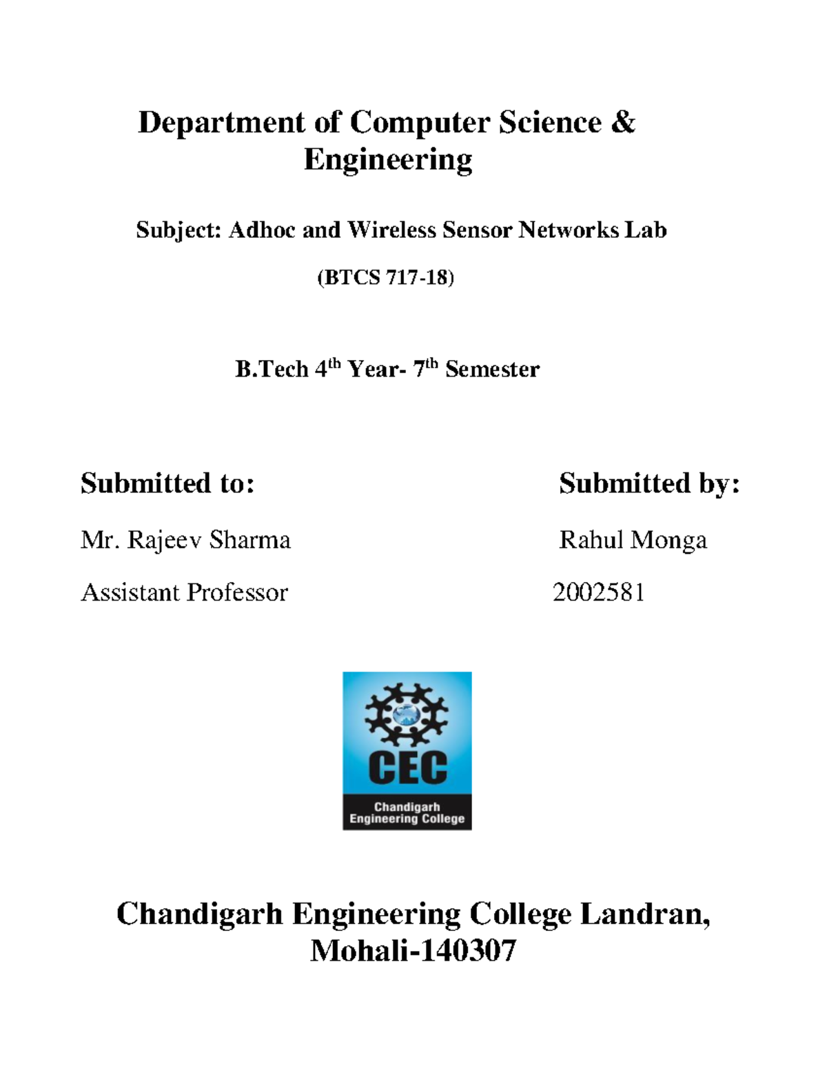 Agile Software Development Lab file - Department of Computer Science & Engineering Subject ...