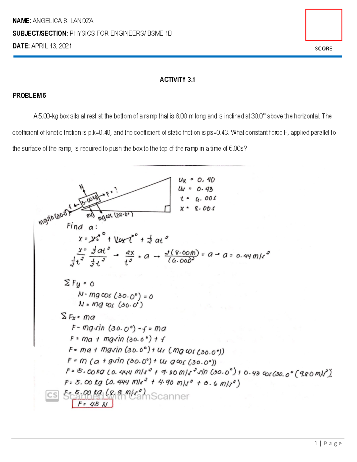 Activity 3 in Physics - College Physics 1 - PangSU - Studocu