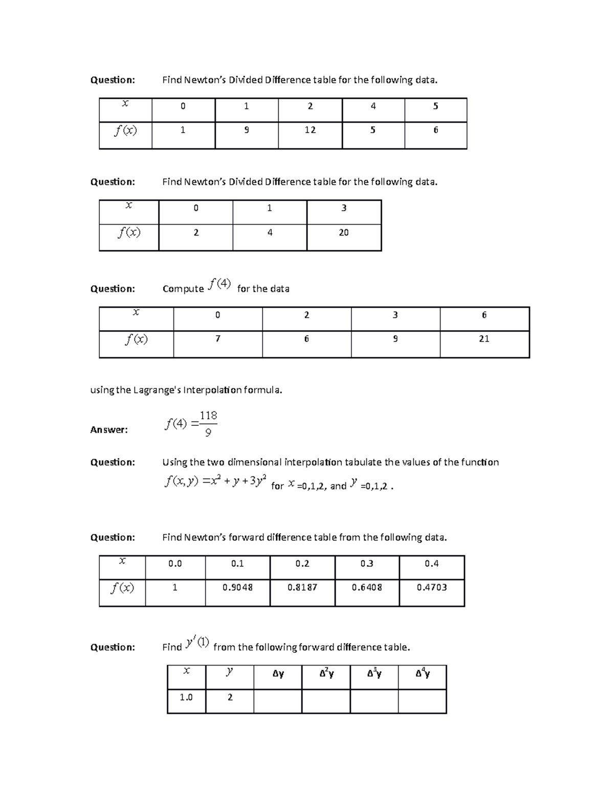 MTH 603 Practice Questions Lec. 25-Lec - Question: Find Newton’s ...
