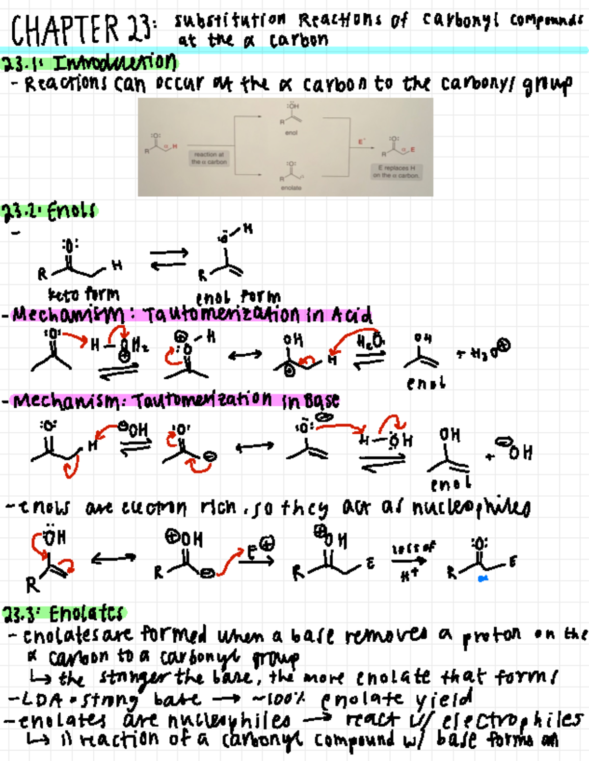Chapter 23 - Substitution Reactions of Carbonyl Compounds at the alpha ...