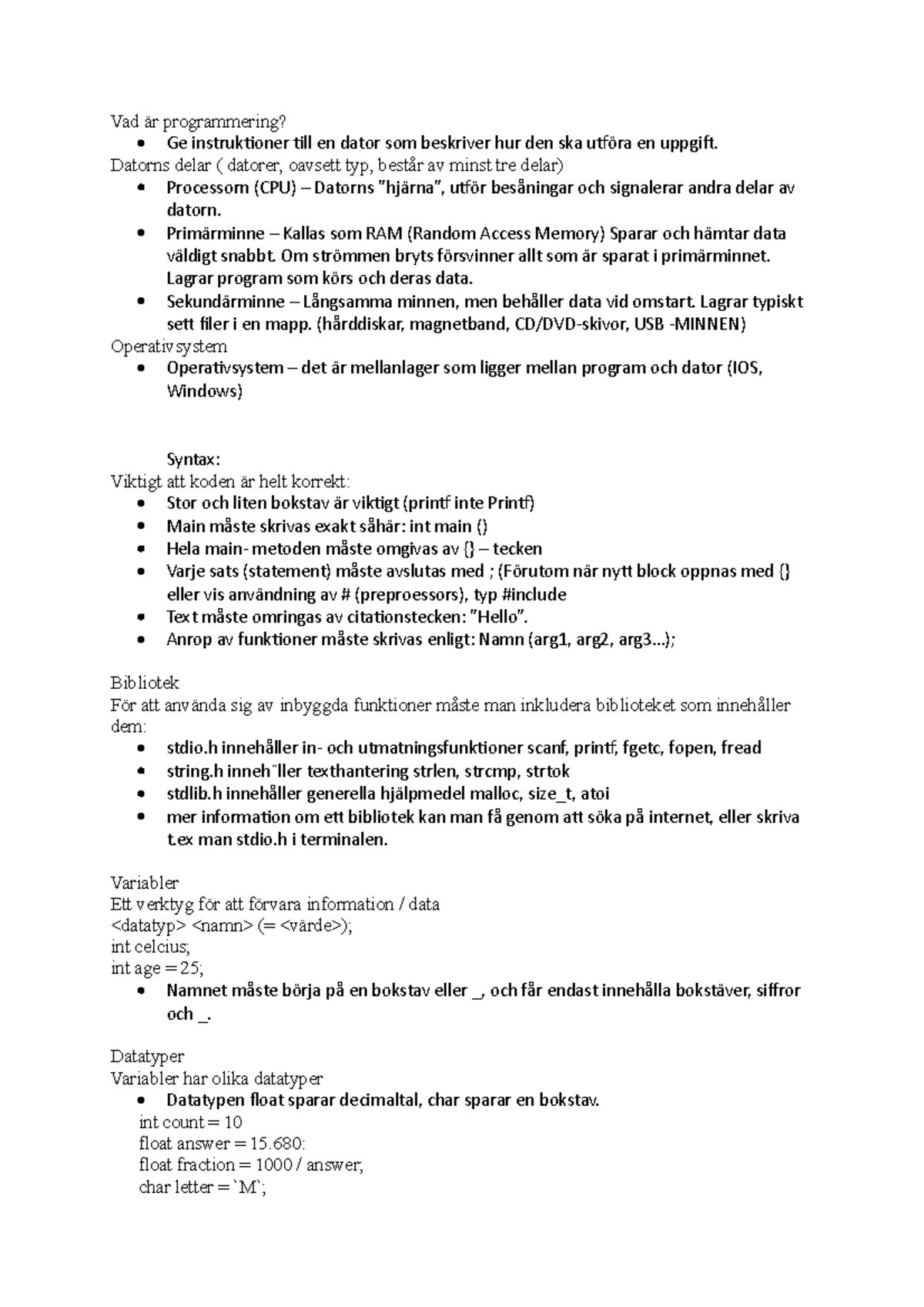 Programmering (föreläsningar) - Vad är programmering? Ge instruktioner ...