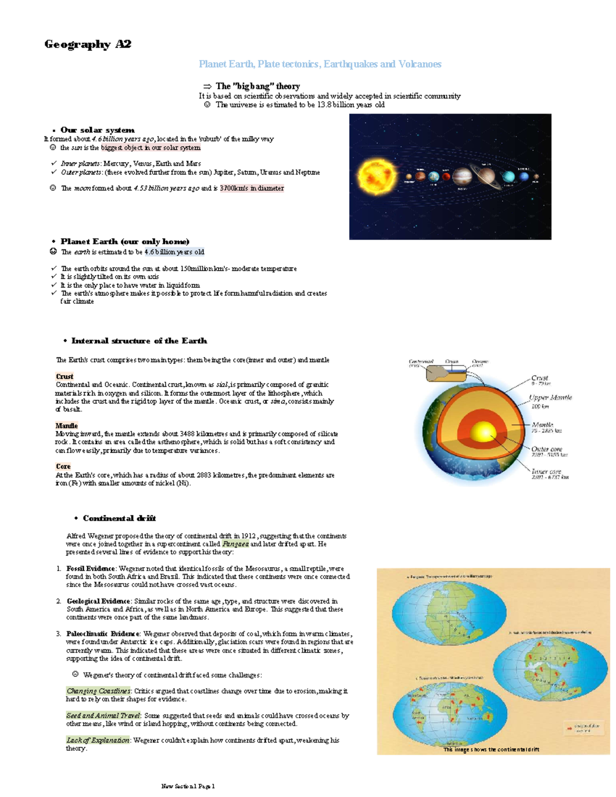 Geo A2 part 1 - summary of the first physical geo lecture - Planet ...