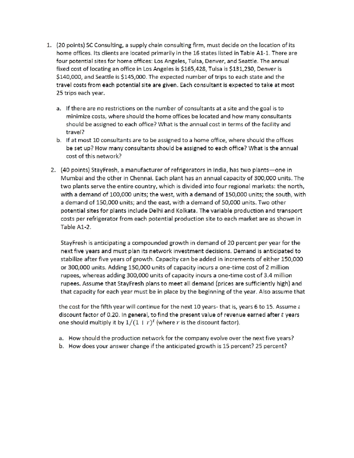 Doc2 V2 - Supply chain optimization questions using Excel solver ...