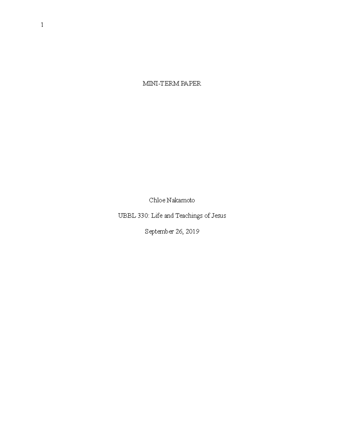 Mini Term Paper - Grade: A - MINI-TERM PAPER Chloe Nakamoto UBBL 330 ...