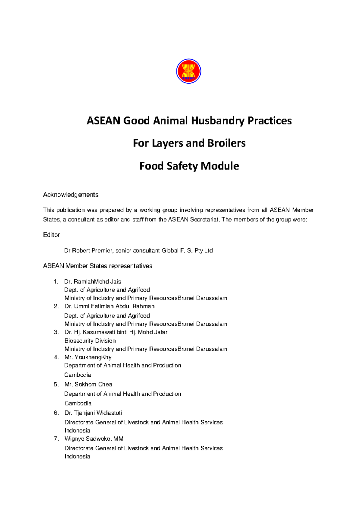 Asean Food Safety Module GAHP For Layers and Broilers - ASEAN Good ...