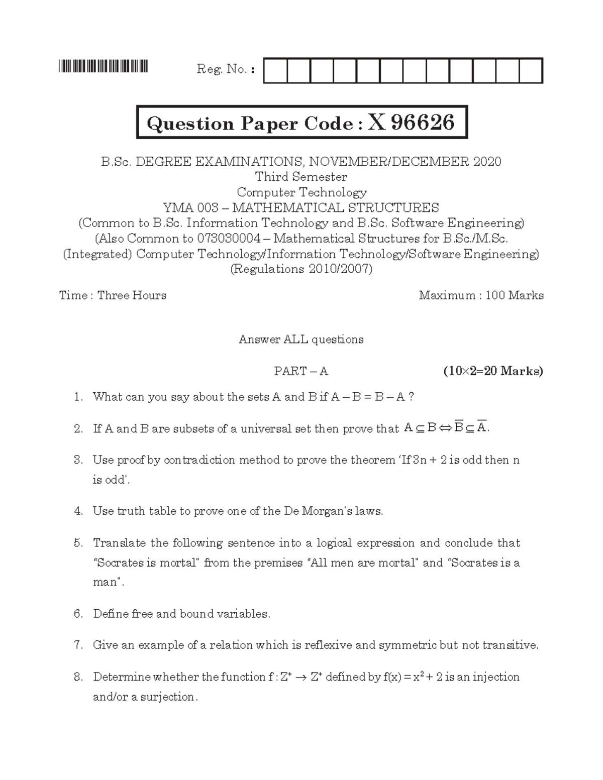 X96626(YMA003-073030004) - X96626 Reg. No. : Question Paper Code : X 96626 B. DegRee ...