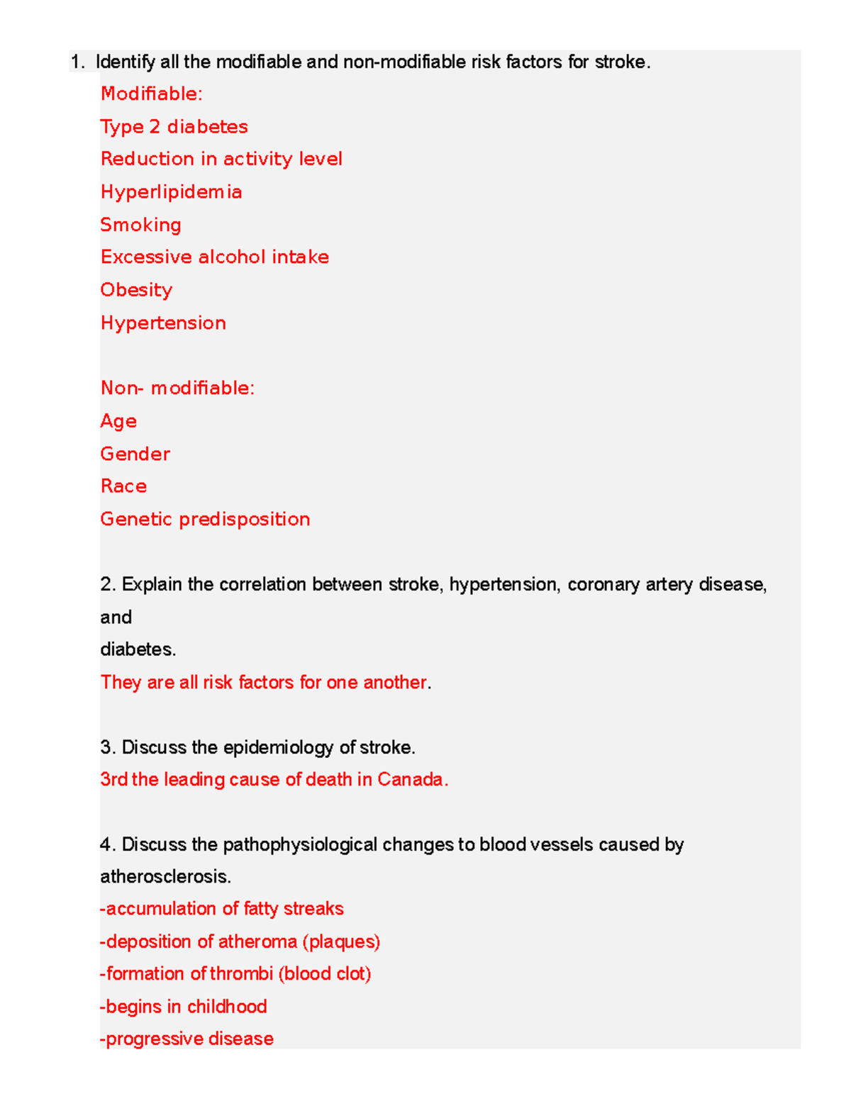 Stroke LP - Identify all the modifiable and non-modifiable risk factors ...