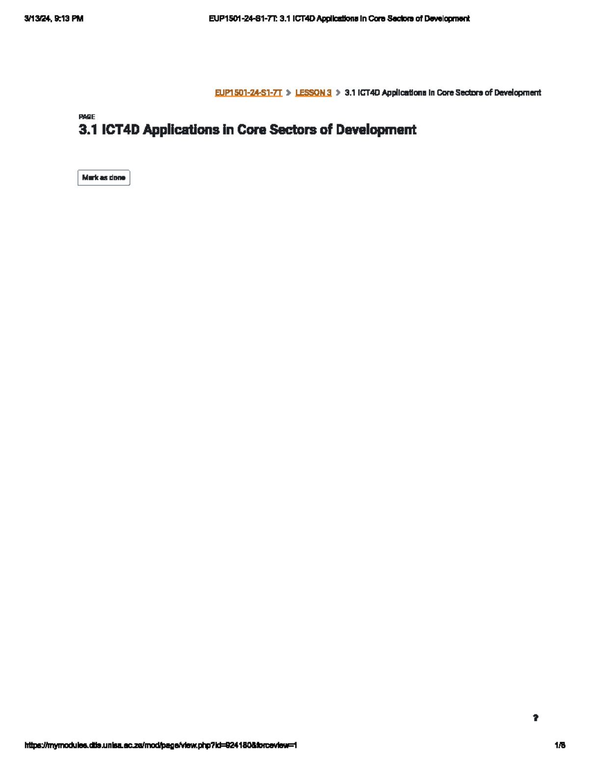 Chapter 2 lesson 4 - notes - 9:13 PM 3 ICT4D Applications in Core ...