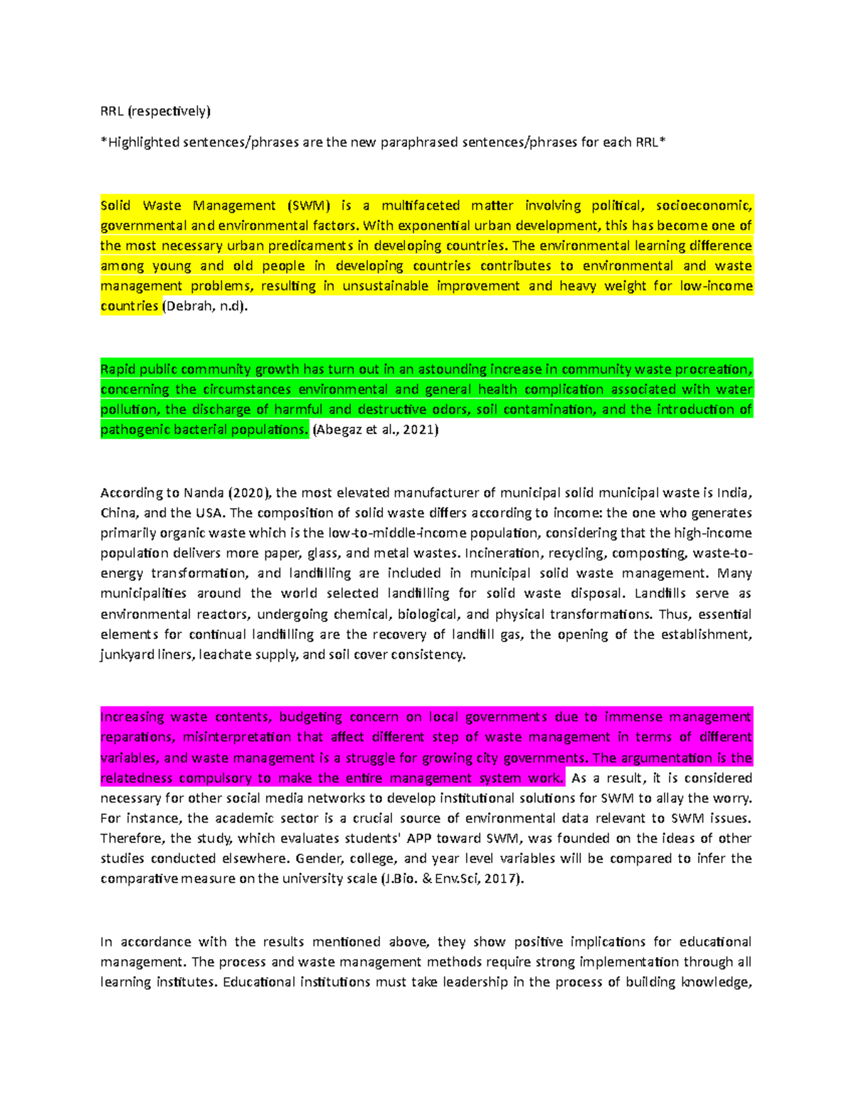 Document 45 - just activities - RRL (respectively) Highlighted ...