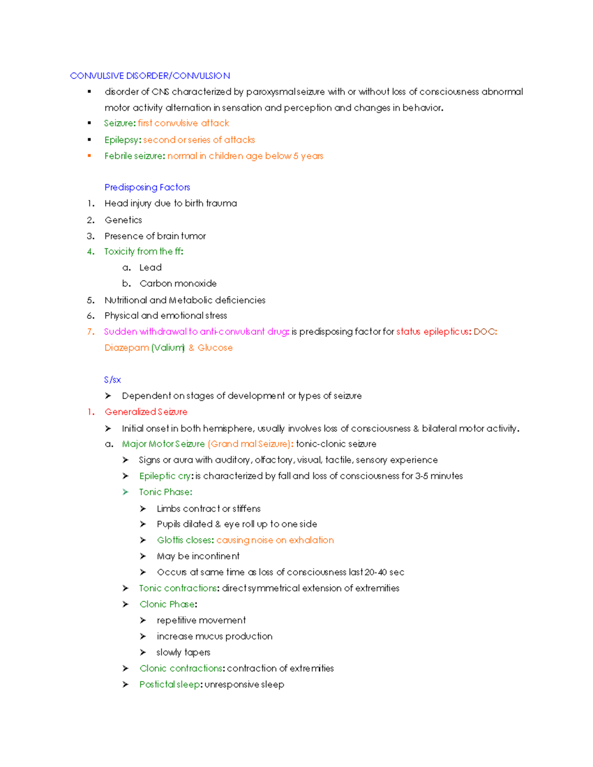 Convulsive Disorder - CONVULSIVE DISORDER/CONVULSION disorder of CNS ...