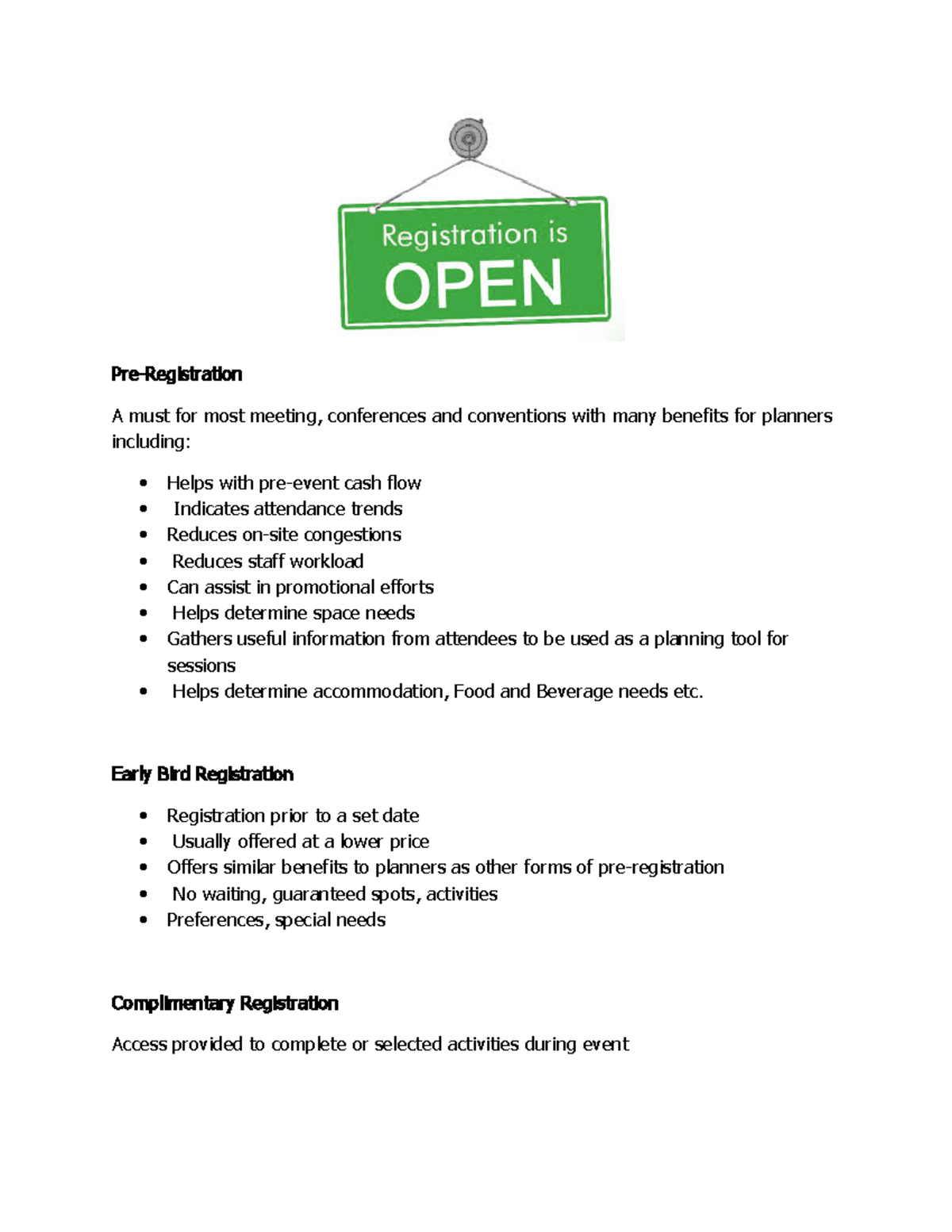 Registration(1) - registration - Pre-Registration A must for most ...