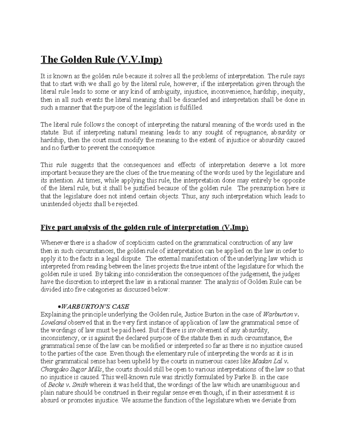 The Golden Rule - notes - The Golden Rule (V.V) It is known as the ...