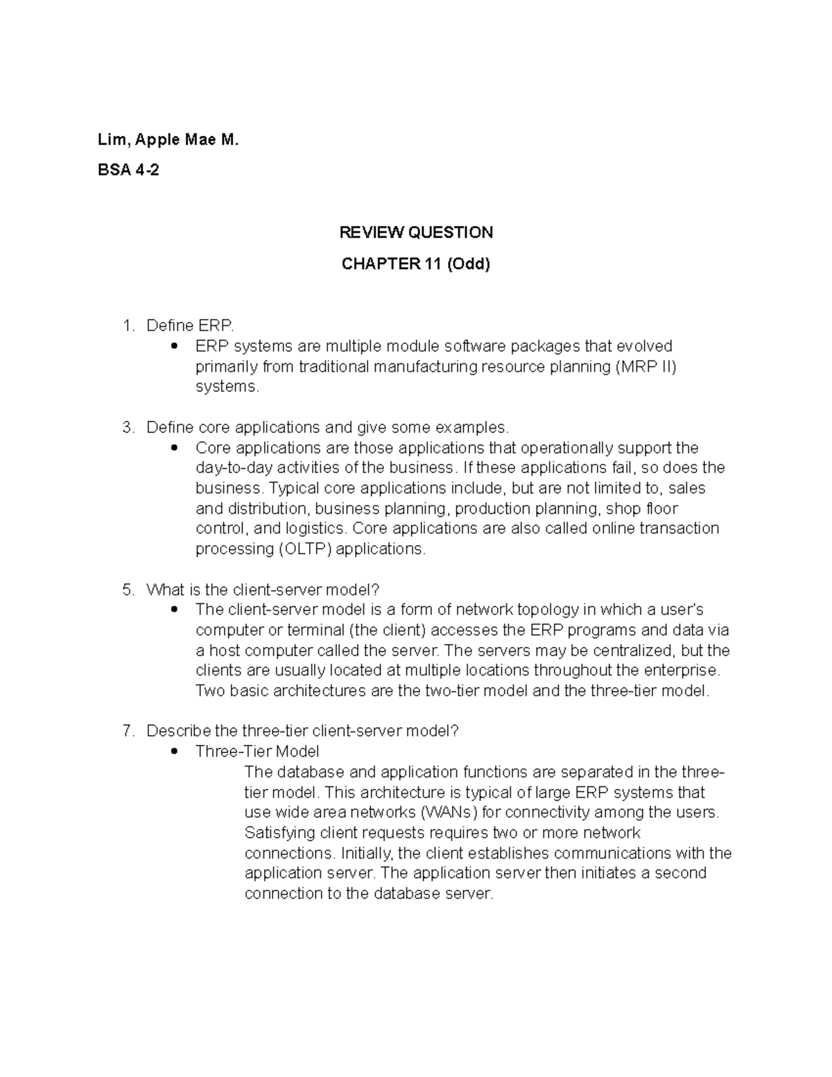 AIS James Hall 7th Edition Chapter 11 - Lim, Apple Mae M. BSA 4- REVIEW ...