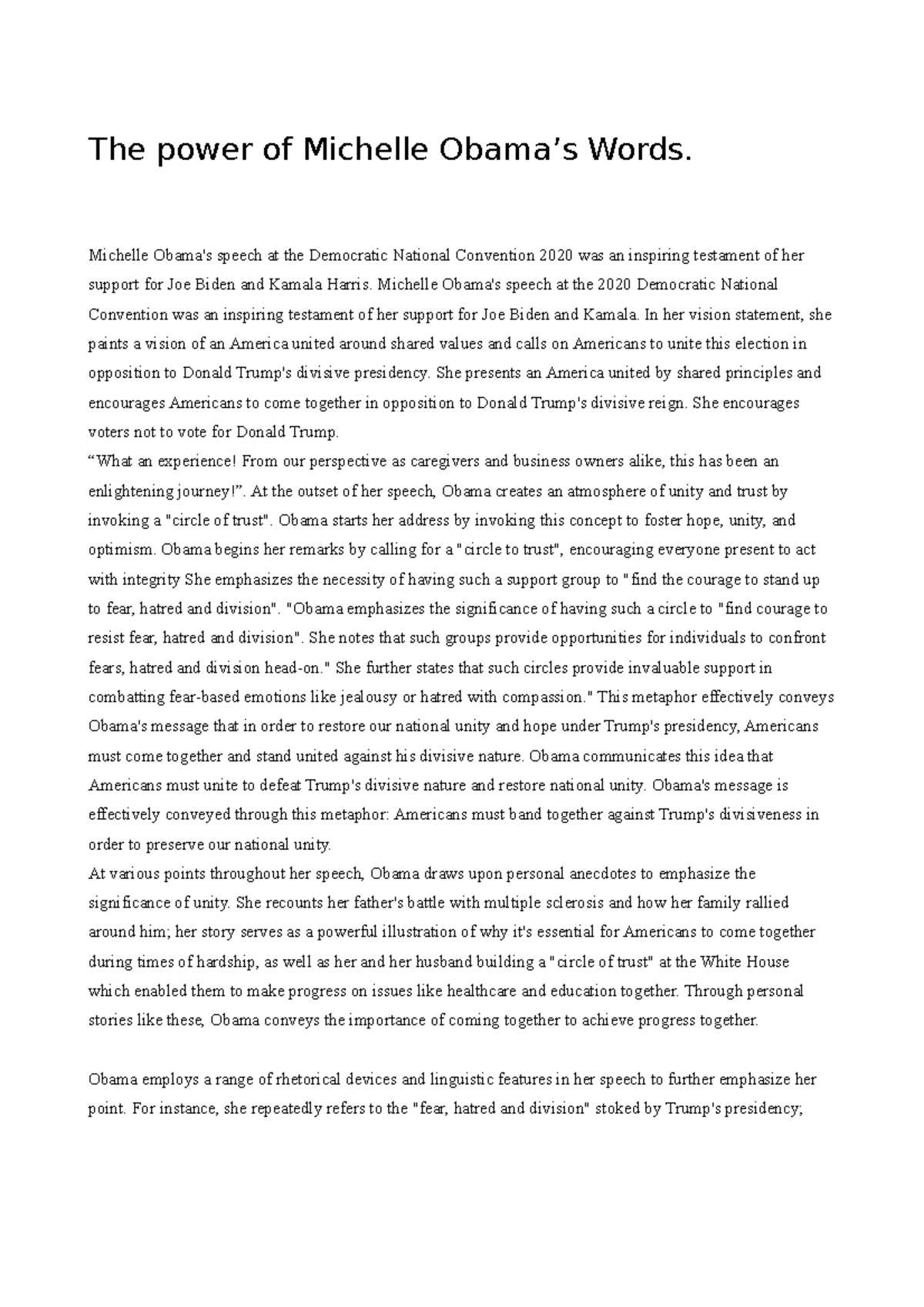 The power of Michelle Obama - Michelle Obama's speech at the Democratic ...