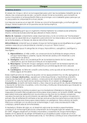 Choque resumen - Manual ATLS - Choque GENERALIDADES: El estado de ...