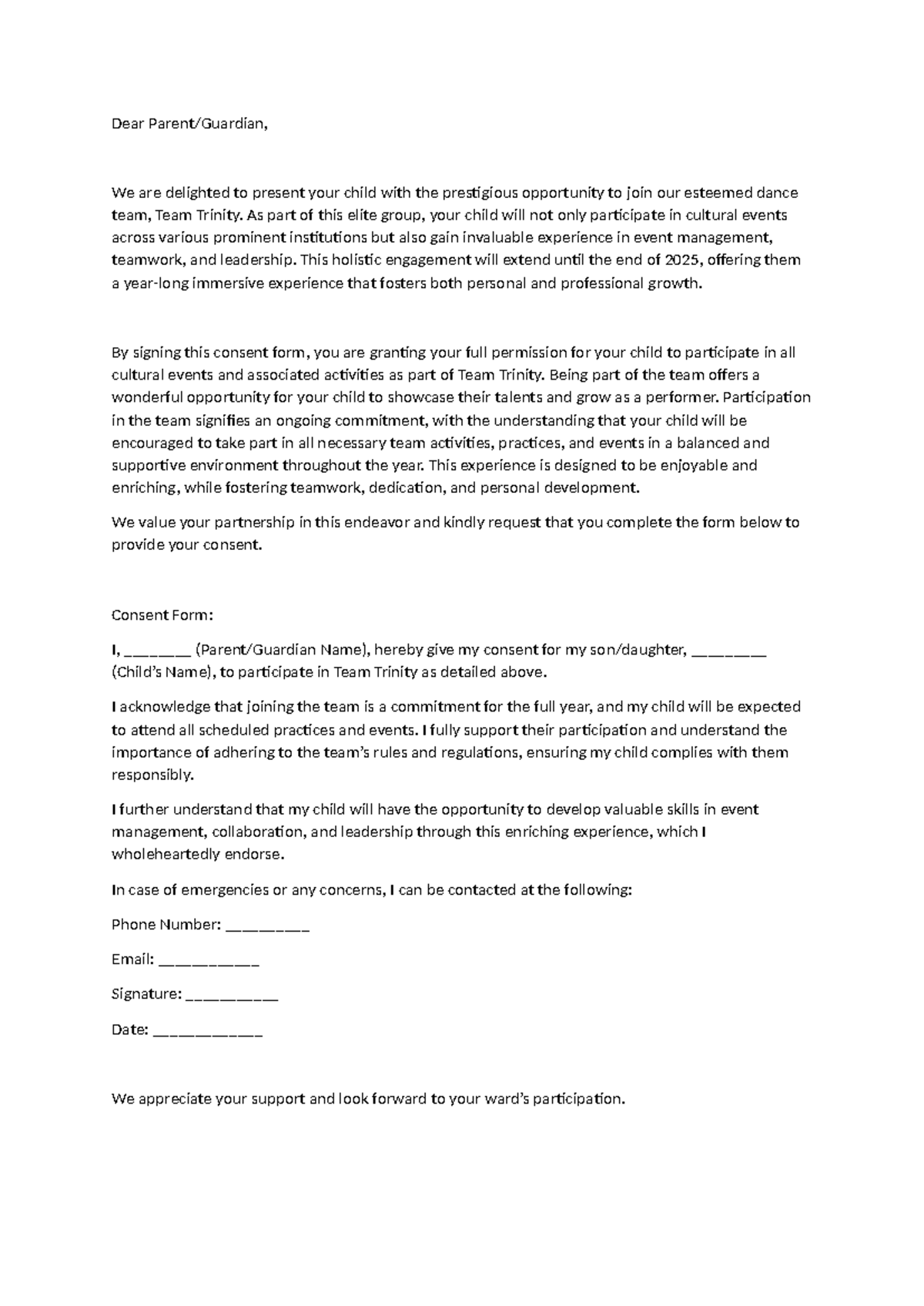 Dear Parent - quq - Dear Parent/Guardian, We are delighted to present ...