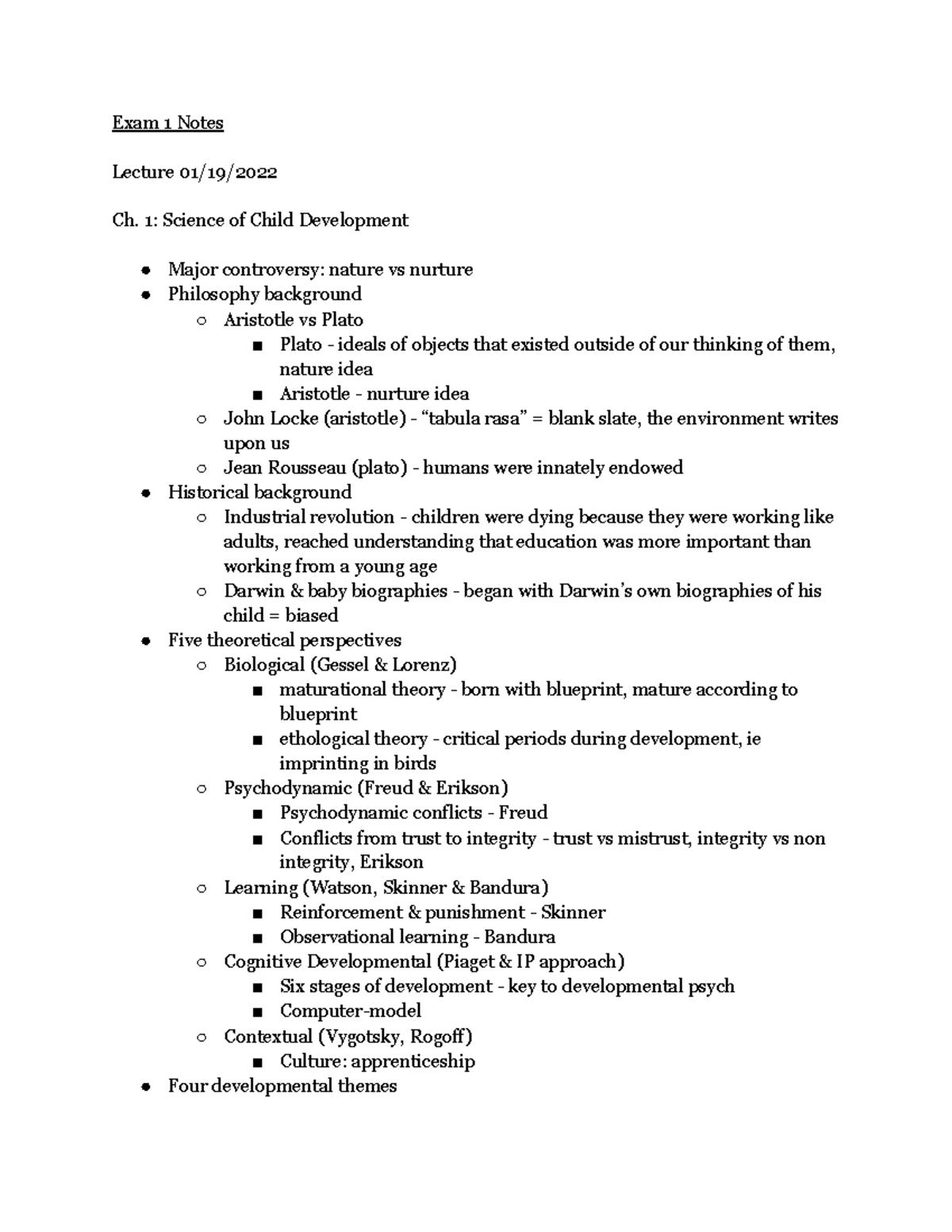 Exam 1 Ch 1 3 Lecture Notes Exam 1 Notes Lecture 01 19 Ch 1