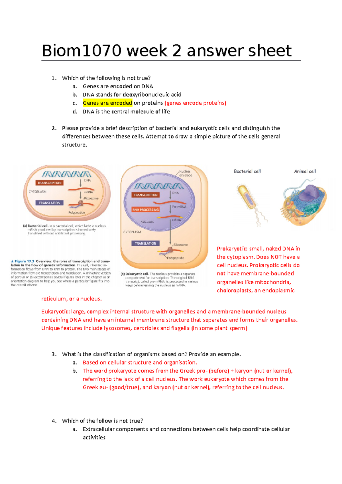 Biom1070 PASS week 2 - Answers - BIOM1070 - UQ - Studocu