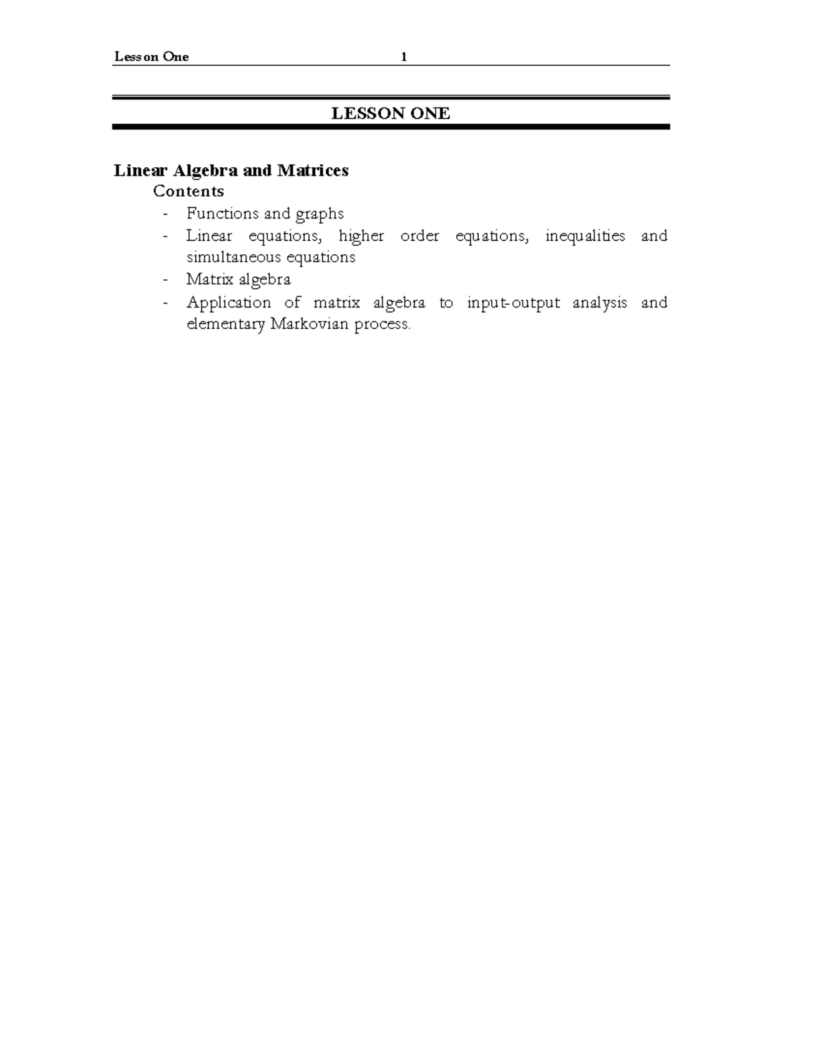 Mathematics-1 - Lecture notes 2 - LESSON ONE Linear Algebra and ...