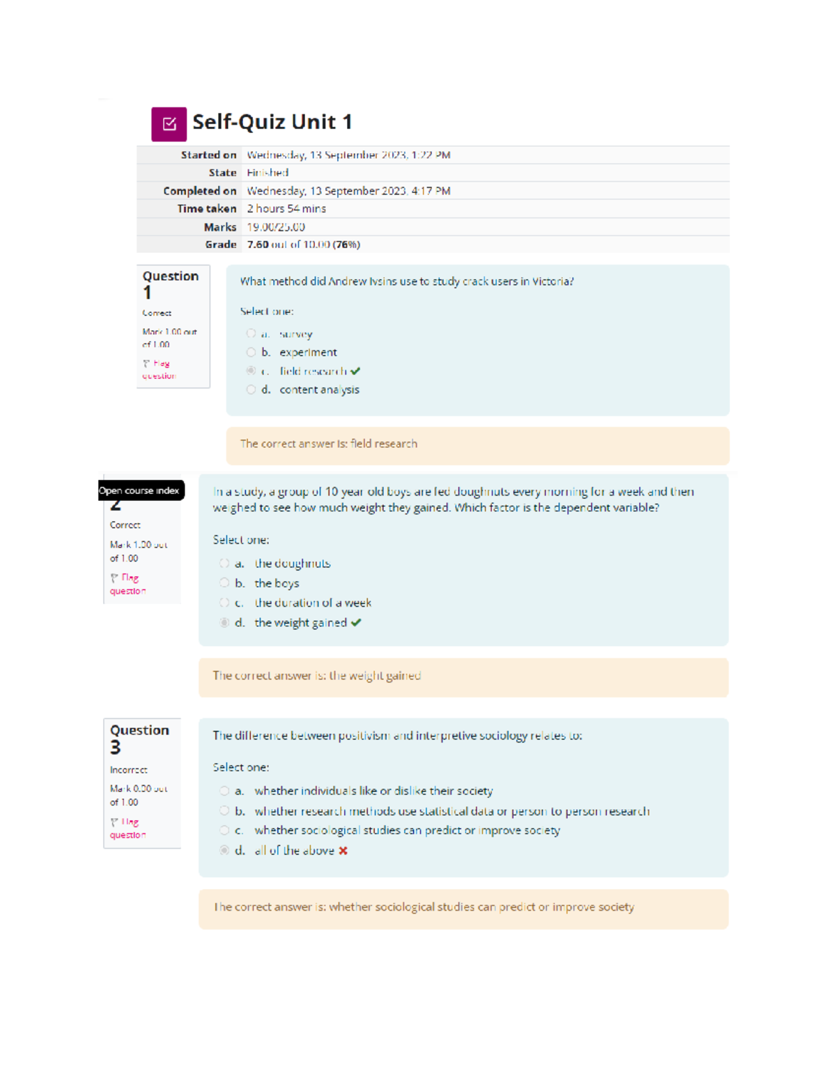 SOC 1502-01 Self-Quiz Unit 1 - SOC 1502 - Studocu