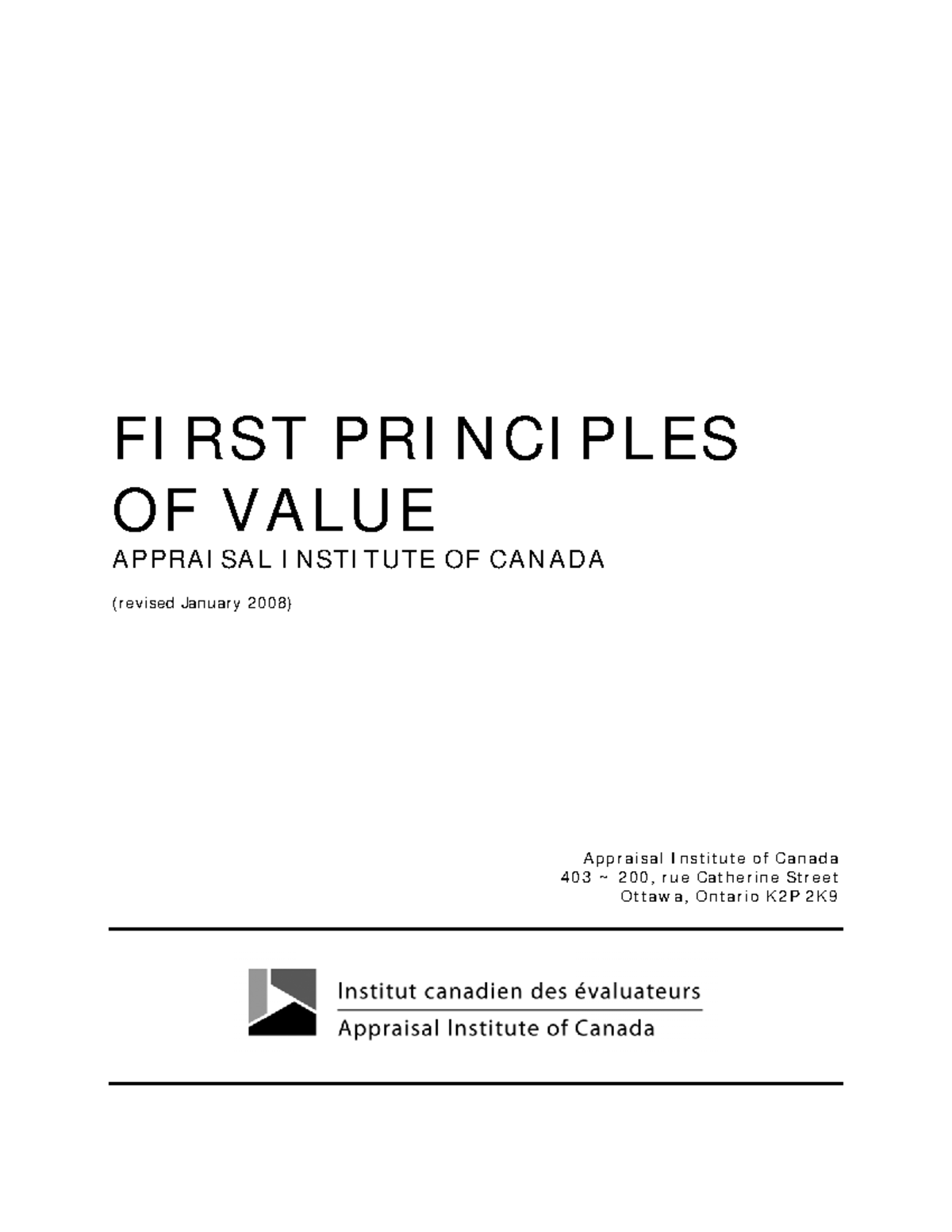PROP1005 - AIC first principles of value - FIRST PRINCIPLES OF VALUE ...