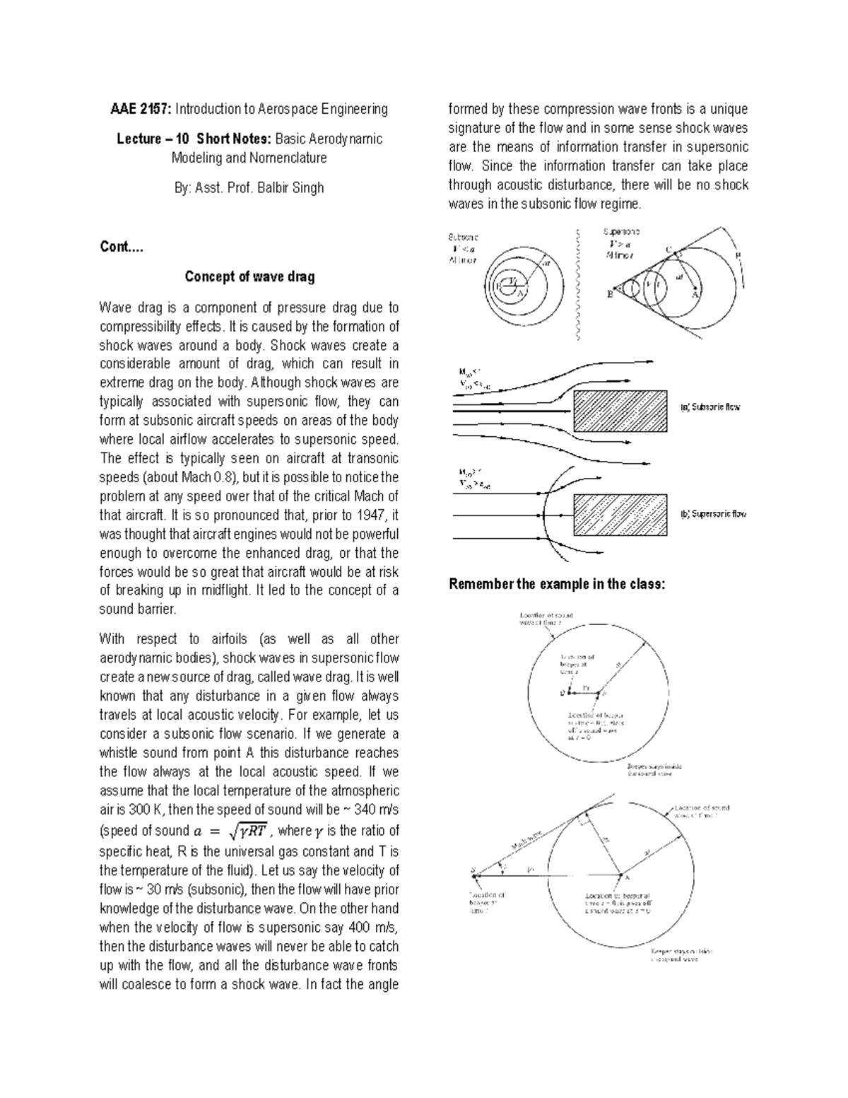 Lecture Notes - Basic Aerodynamic Modeling and Nomenclature - Concept ...