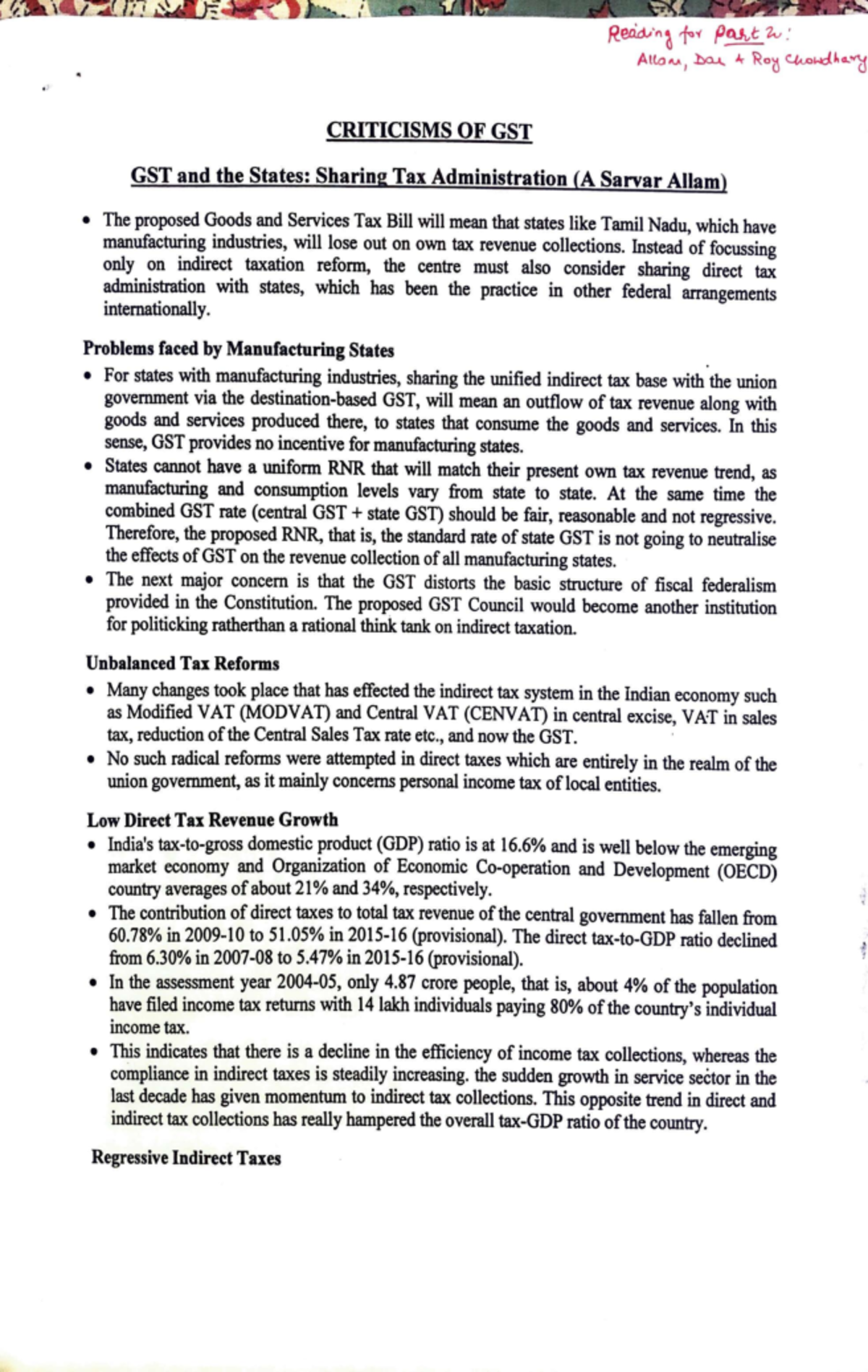 GST criticism - , J !L&! - · R~·n o 'r'" /JtUi-t z..,: Atta ..... , h:i ...