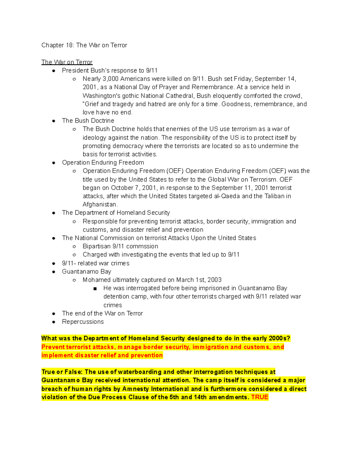 Chapter 18: The War on Terror - Chapter 18: The War on Terror The War ...