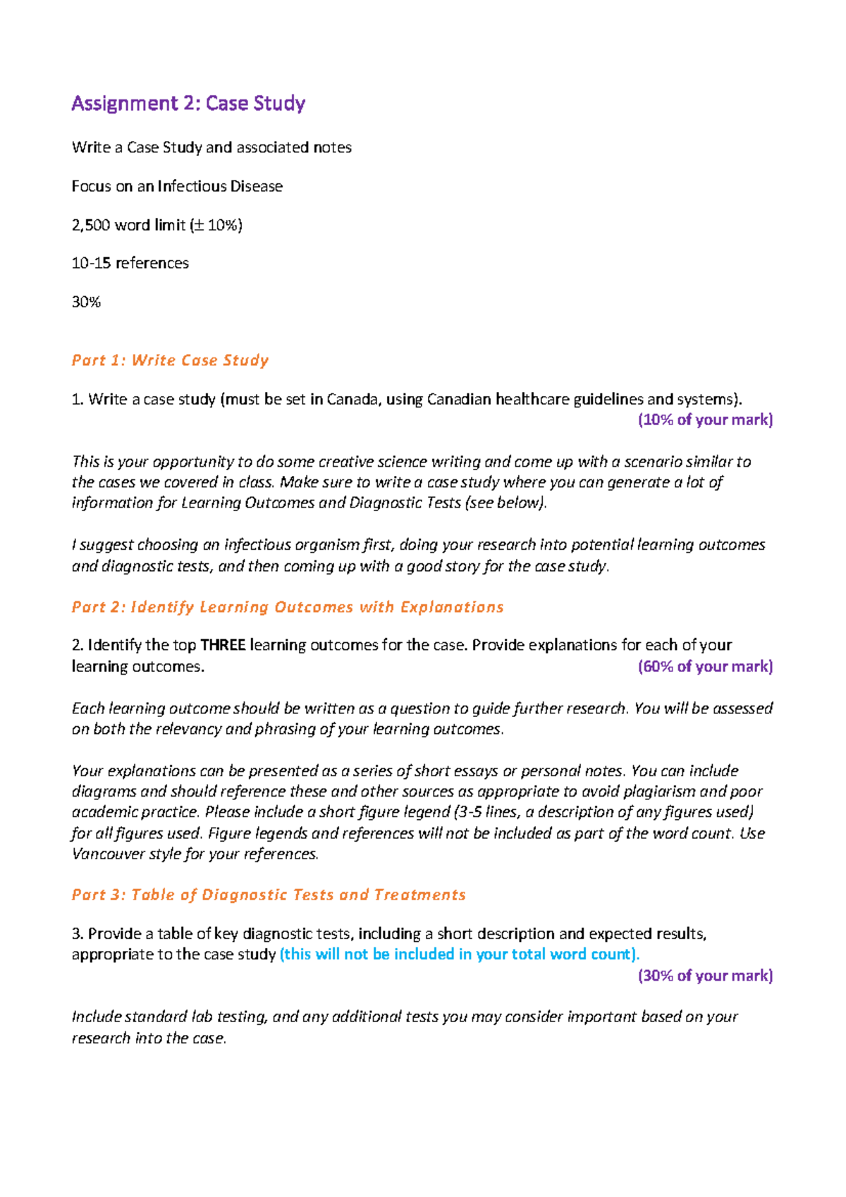 BIOL 2905 Case Study Instructions - Assignment 2: Case Study Write a ...