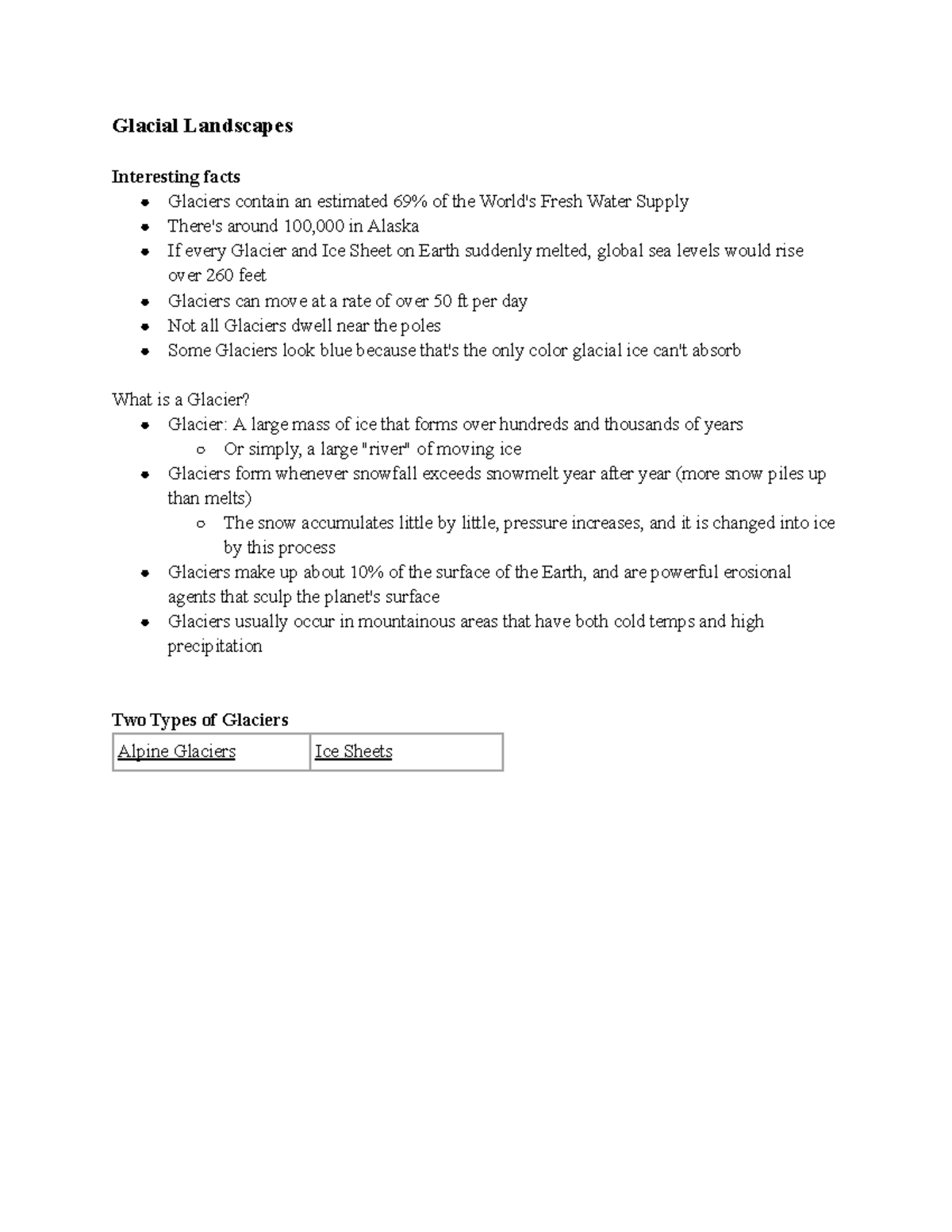 Lecture 8 Notes - Glacial Landscapes - Glacial Landscapes Interesting ...