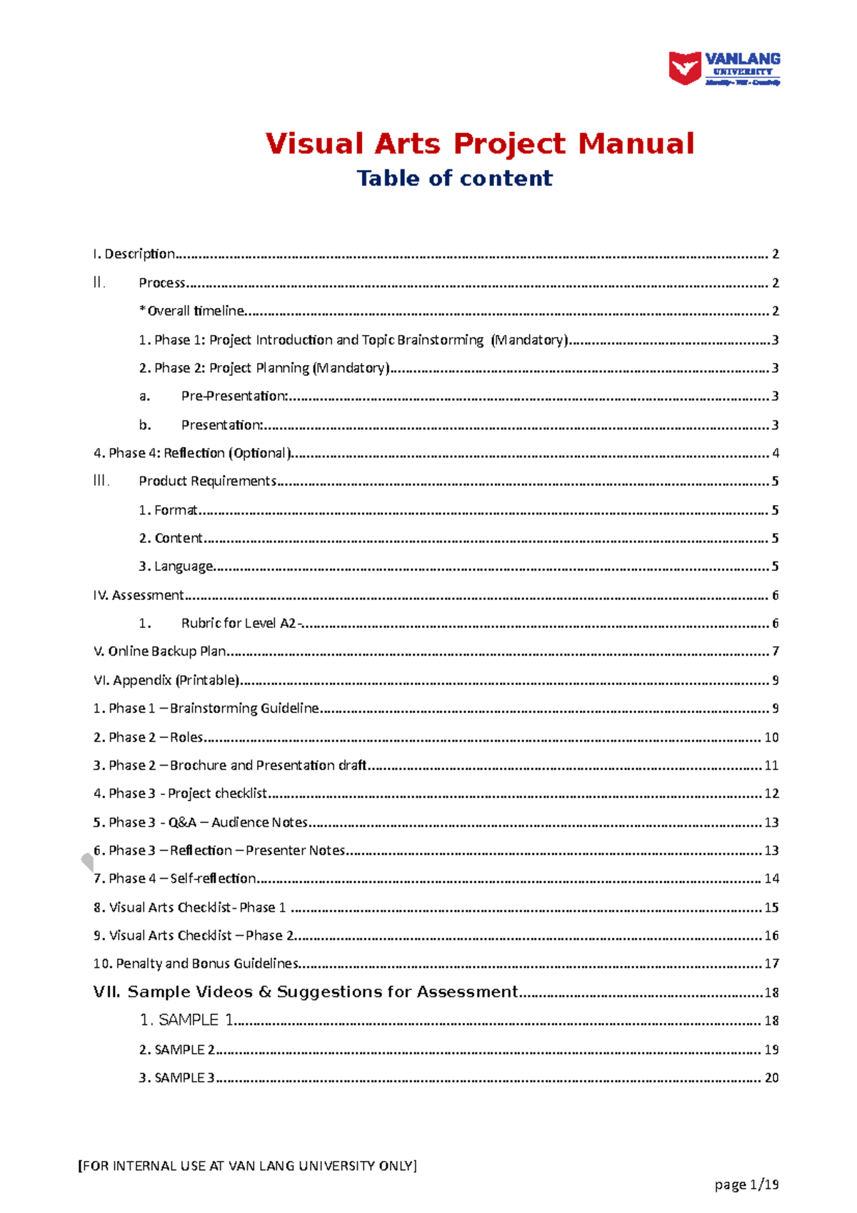 [ Editable] PBA Manual - Visual Arts Project - Visual Arts Project ...