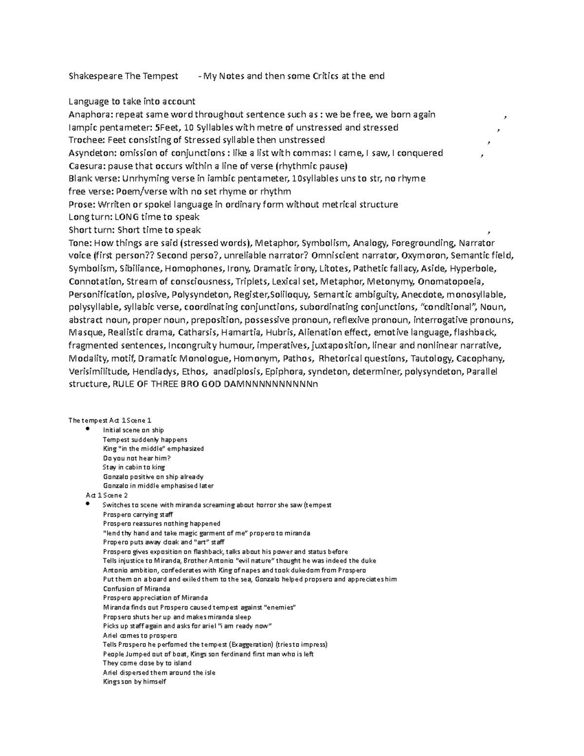 The Tempest Notes - Shakespeare The Tempest - My Notes and then some ...