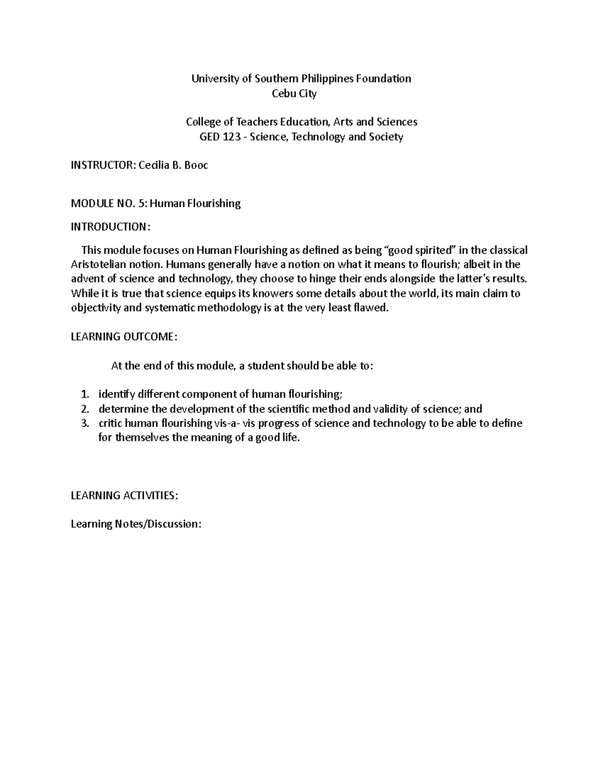 STS module 5 - RANDOM HOMEWORKS RESEARCHED AND REVISED VERSIONS ...