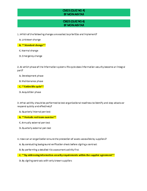 Cs205 M. Qasim past paper & imp topic (1) - Information Security - Studocu