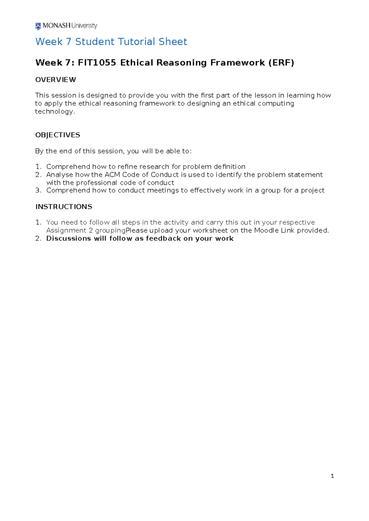 FIT1055 Week7 applied worksheet S1, 2024 - Week 7 Student Tutorial ...