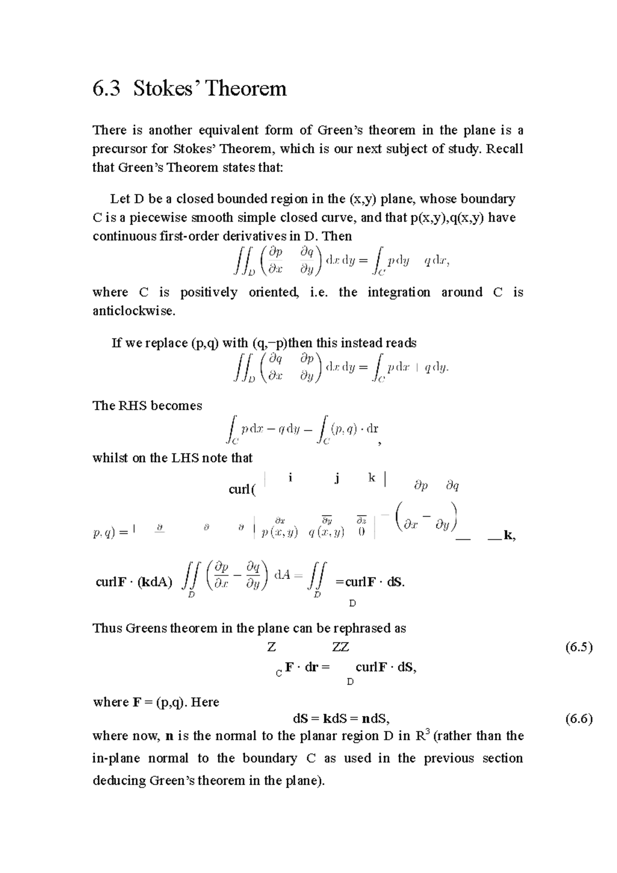 Multi Calc-16 - Stokes’ Theorem - 6 Stokes’ Theorem There is another ...