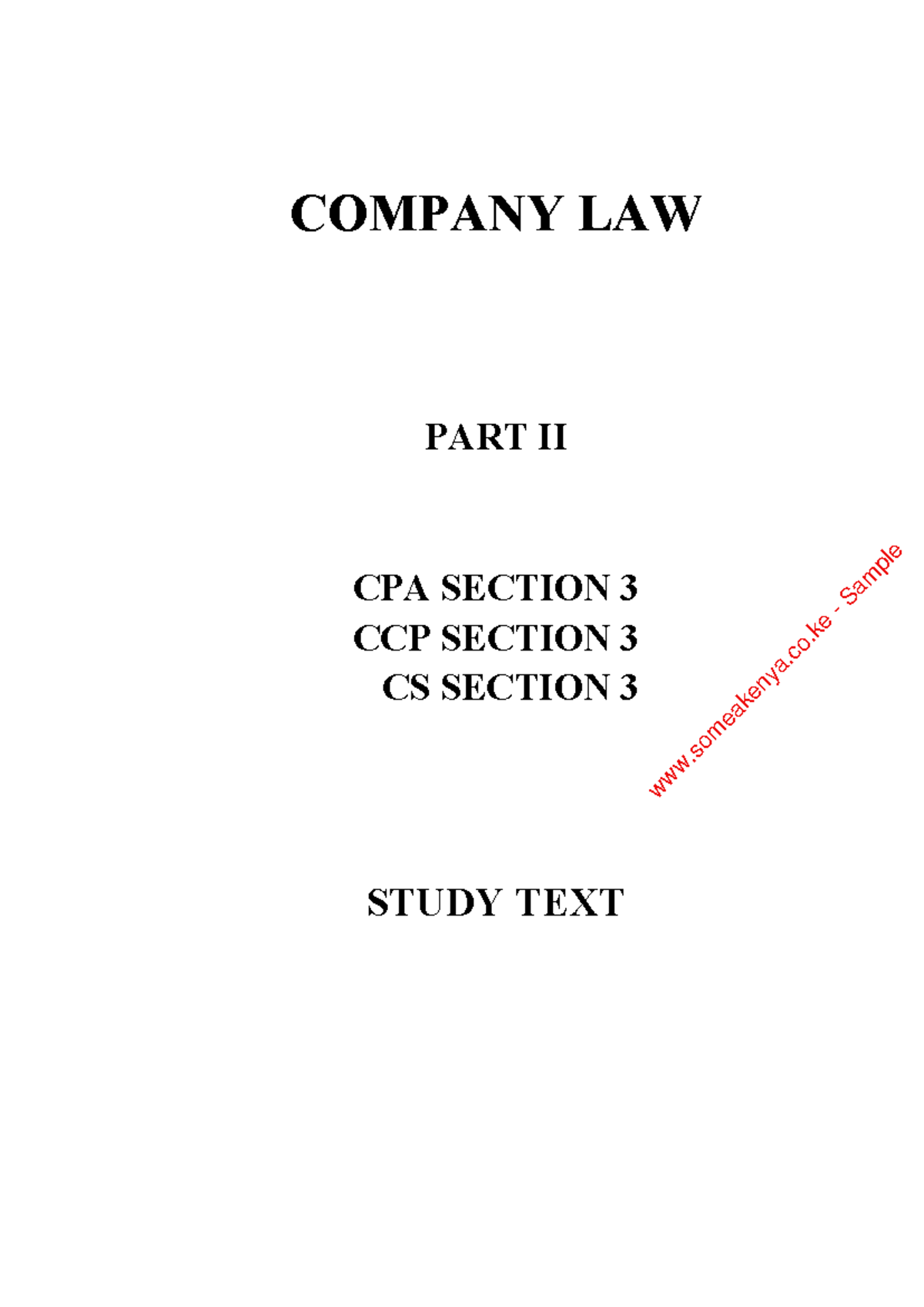 Company Law - Sample - 2023 - someakenya.co - Sample PART II CPA ...