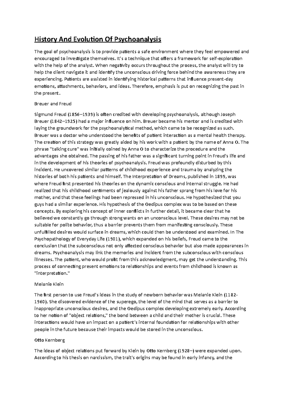 History And Evolution Of Psychoanalysis - It's a technique that offers ...