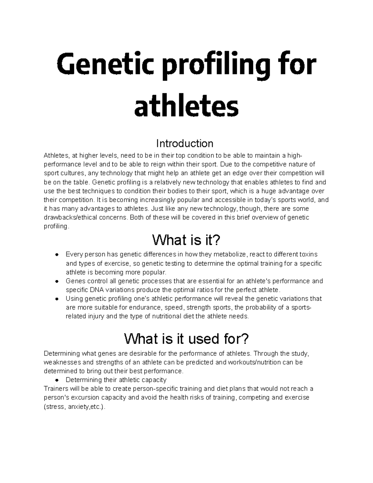 SBI3U - Genetic Profilling - Genetic profiling for athletes ...