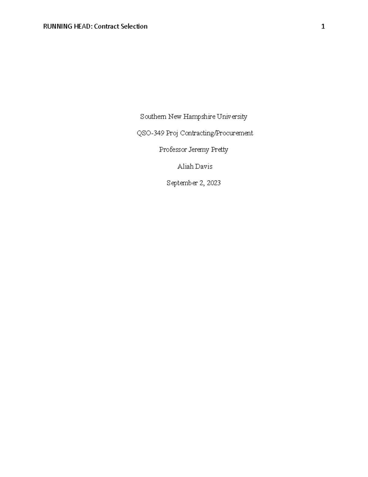 QSO 349 Contract Selection - Southern New Hampshire University QSO-349 ...